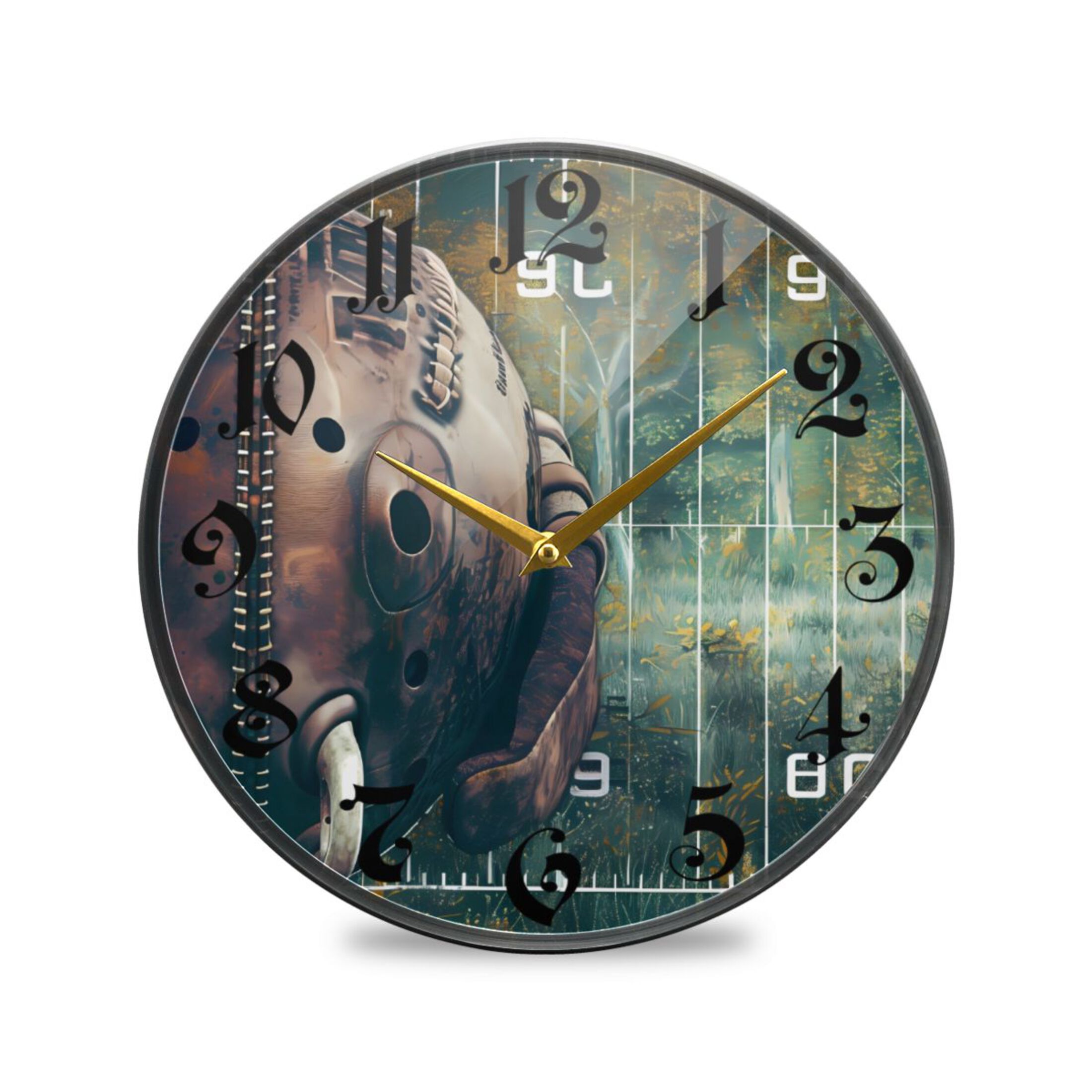 12" Round Silent Wall Clocks Abstract Cool Rugby Acrylic Battery ...
