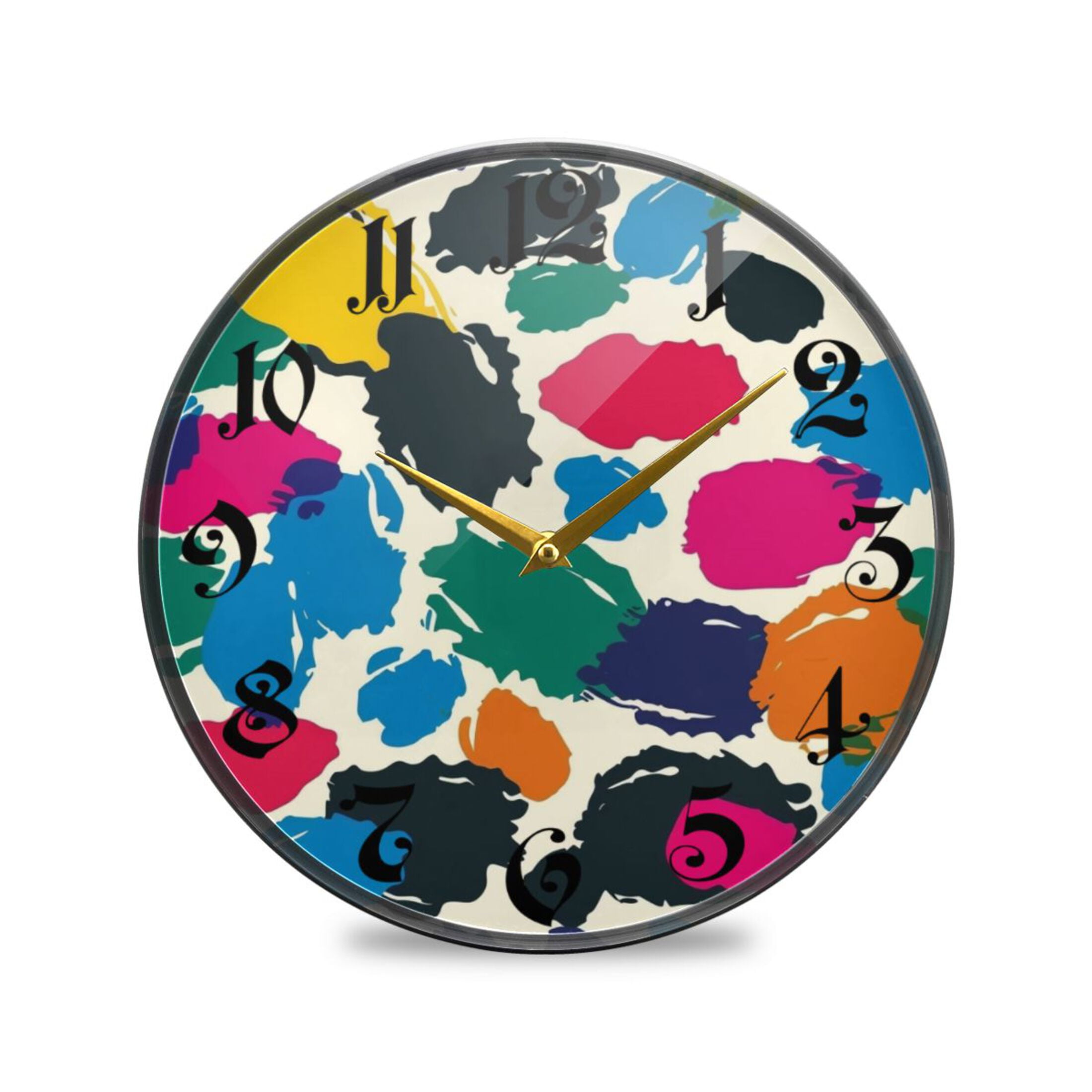 12" Round Silent Wall Clocks Abstract Dots Paint Acrylic Battery ...
