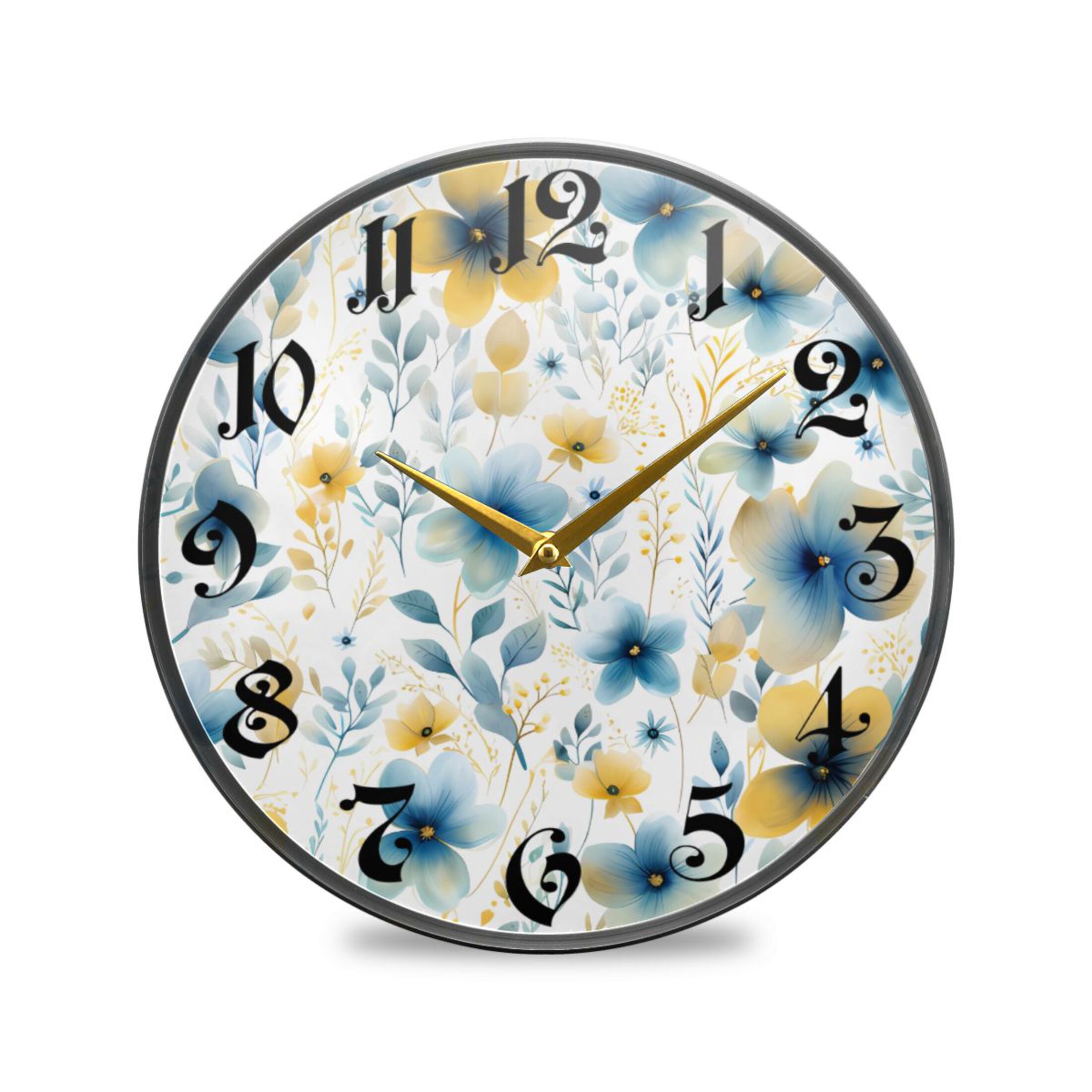 12" Round Silent Wall Clocks Abstract Lily Flowers Acrylic Battery ...
