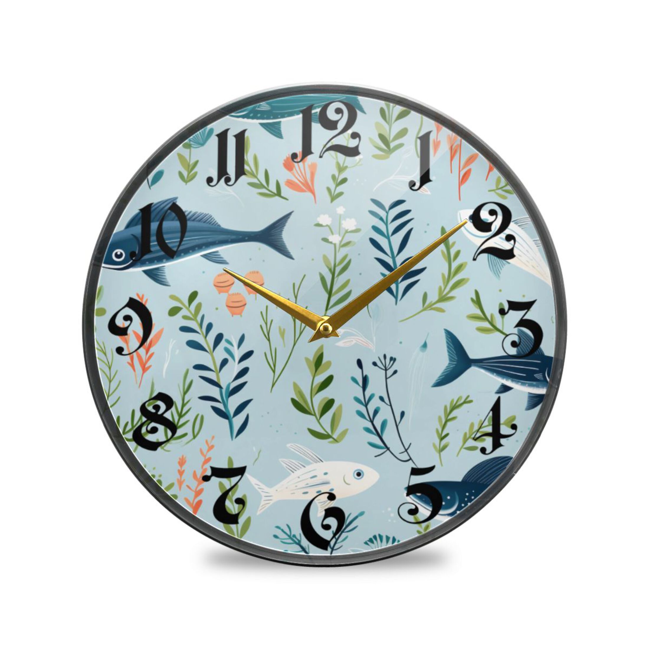 12" Round Silent Wall Clocks Abstract Shark Acrylic Battery Operated ...