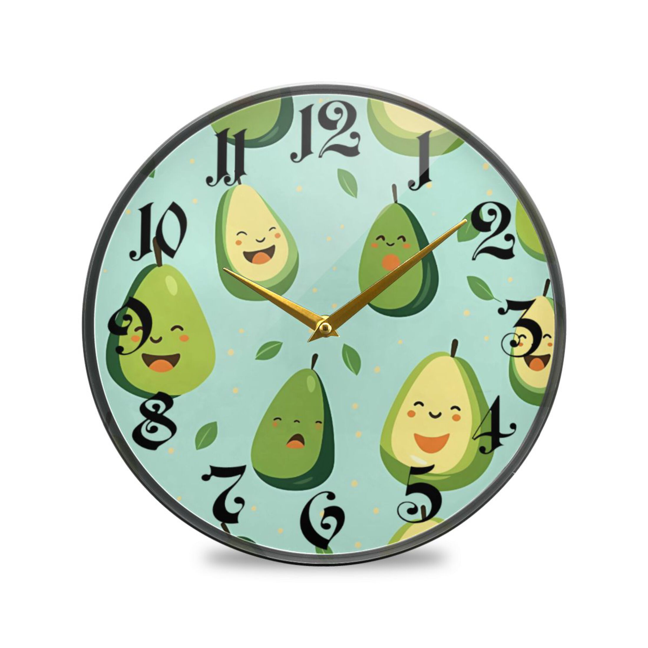 12" Round Silent Wall Clocks Avocados Acrylic Battery Operated Clock ...