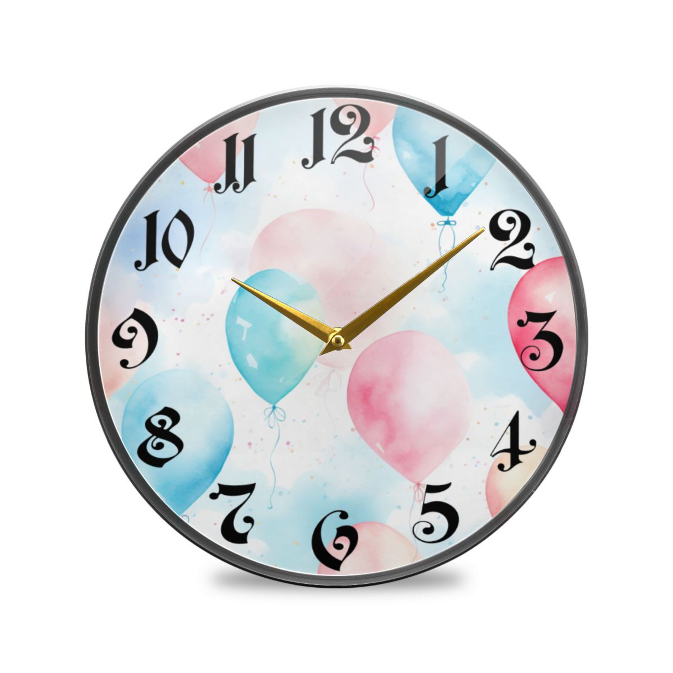12" Round Silent Wall Clocks Balloons Acrylic Battery Operated Clock ...