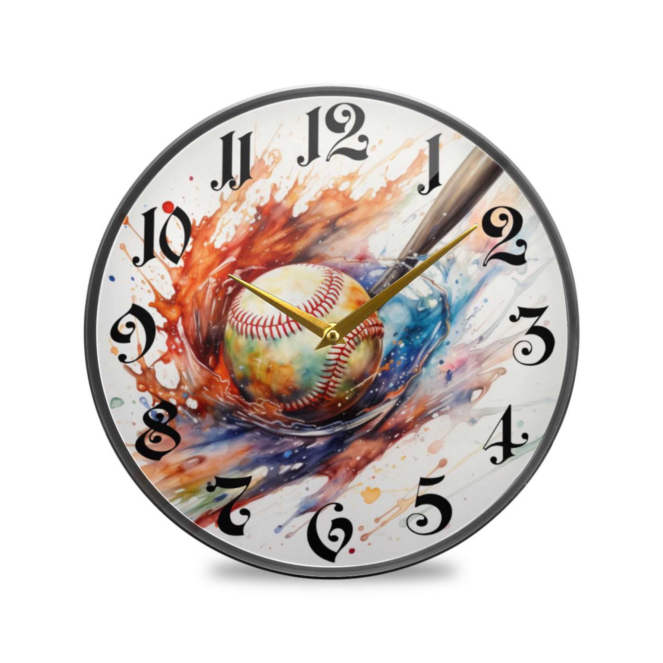 12" Round Silent Wall Clocks Baseball Acrylic Battery Operated Clock ...