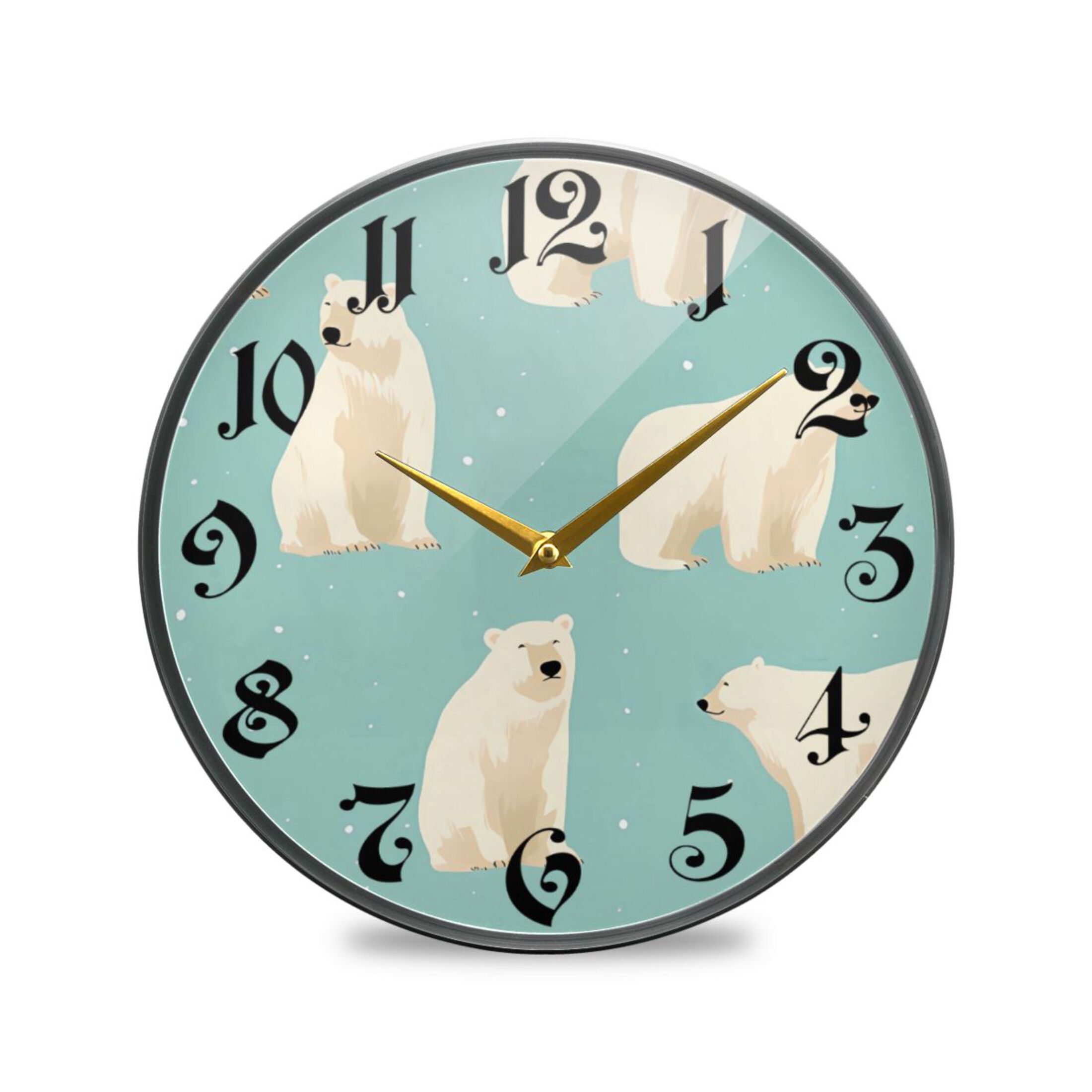 12" Round Silent Wall Clocks Bears Cartoon Cute Acrylic Battery Operated Clock Non-Ticking ...