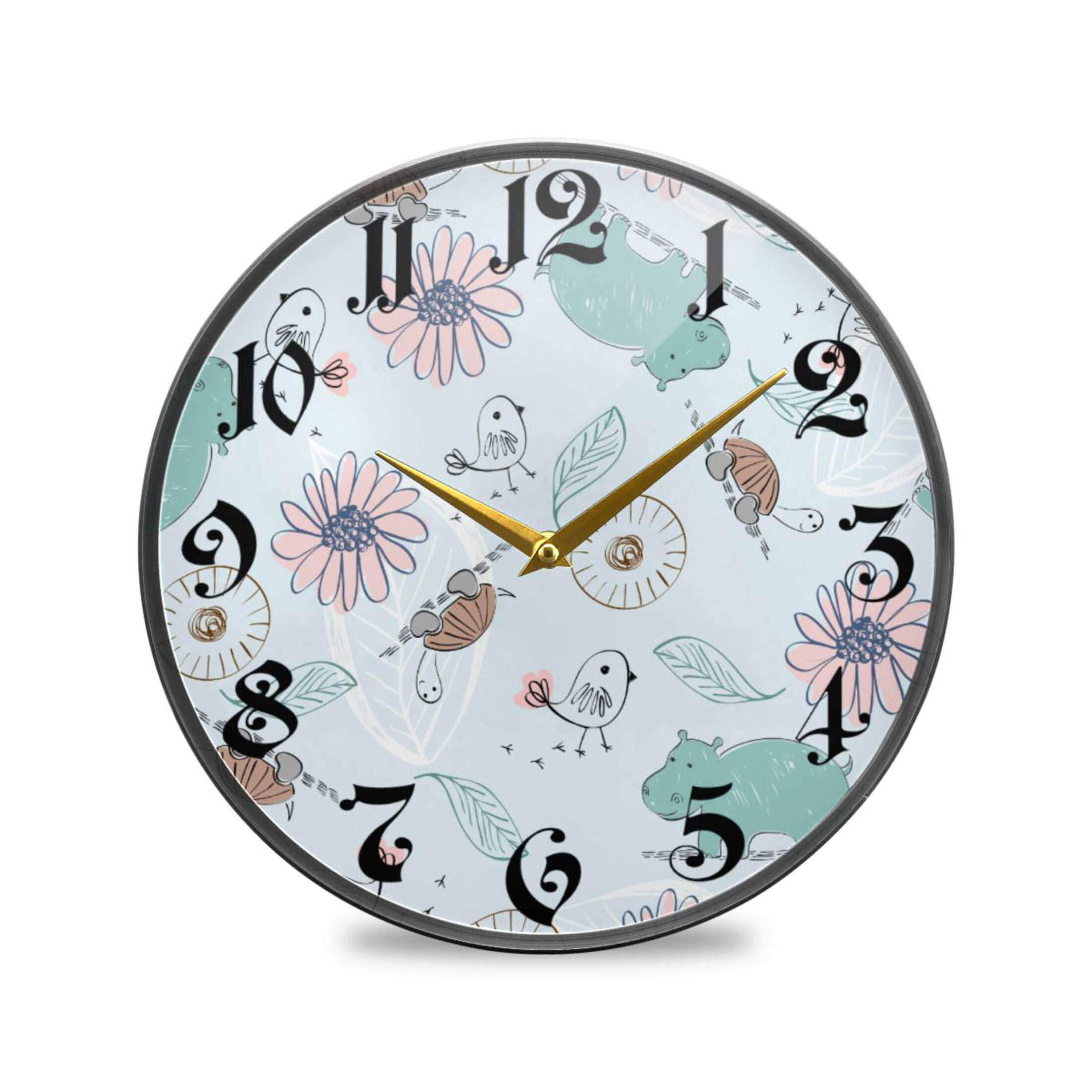 12" Round Silent Wall Clocks Birds Turtles Animals Acrylic Battery ...
