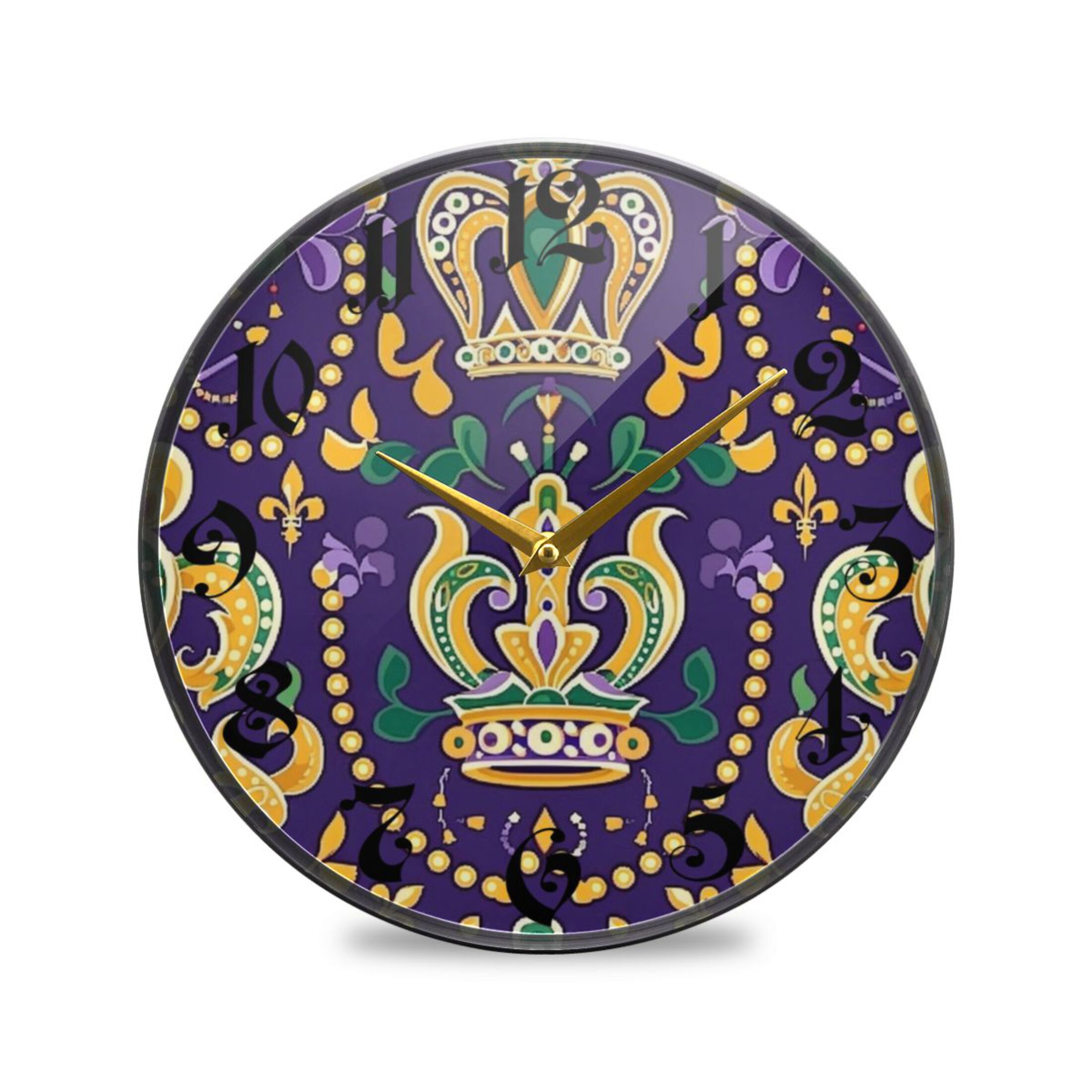 12" Round Silent Wall Clocks Bohomia Crowns Acrylic Battery Operated ...