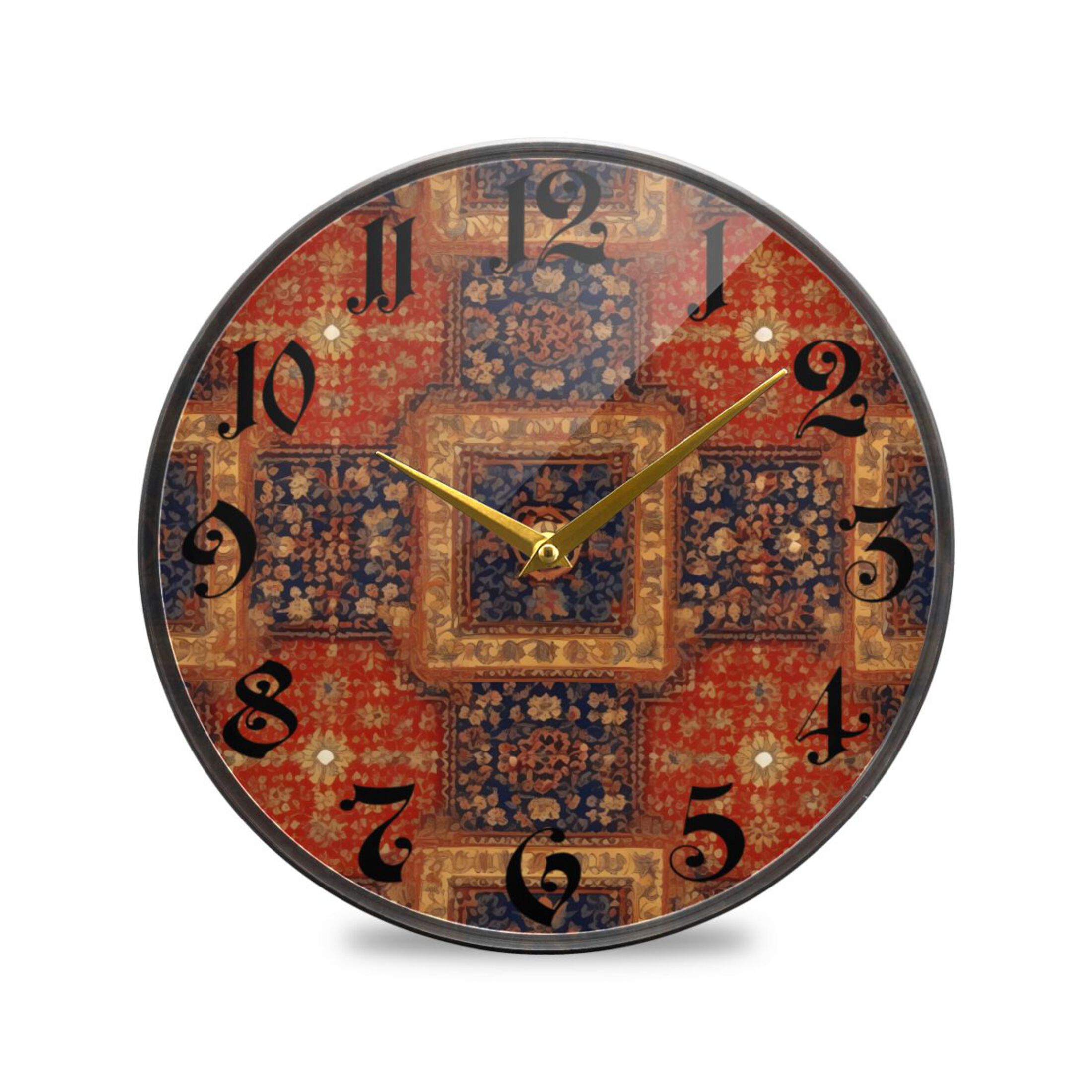 12" Round Silent Wall Clocks Bohomia Mandala Acrylic Battery Operated Clock Non-Ticking Clocks ...