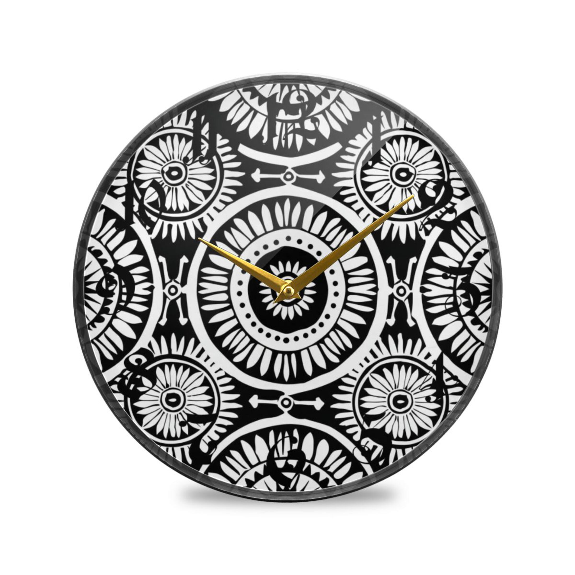 12" Round Silent Wall Clocks Bohomia Texture Acrylic Battery Operated ...