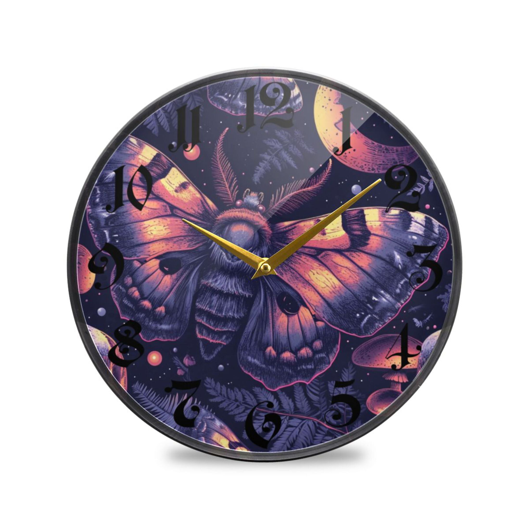 12" Round Silent Wall Clocks Butterfly Skeleton Skull Head Acrylic ...