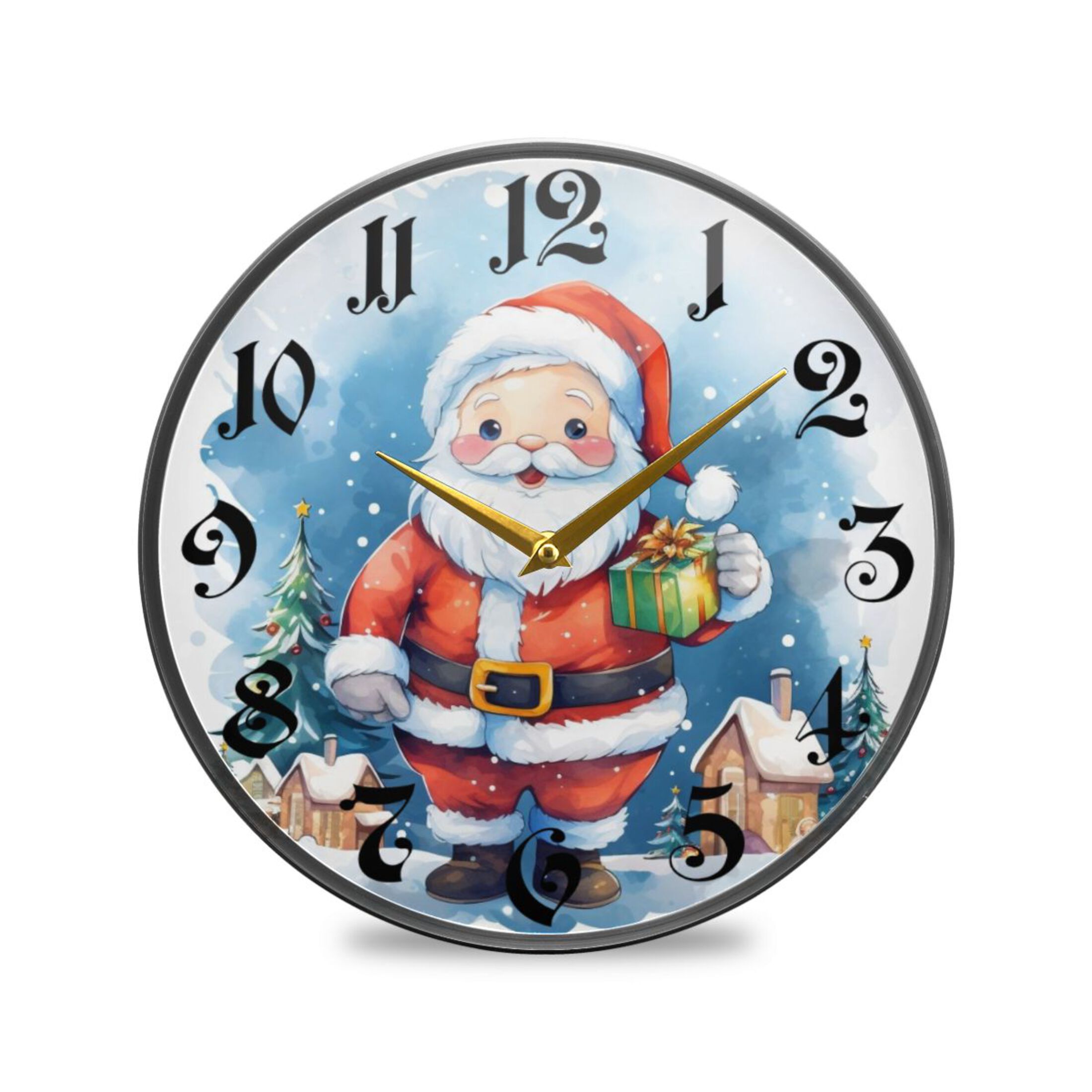 12" Round Silent Wall Clocks Christmas Santa Claus Gift Acrylic Battery ...