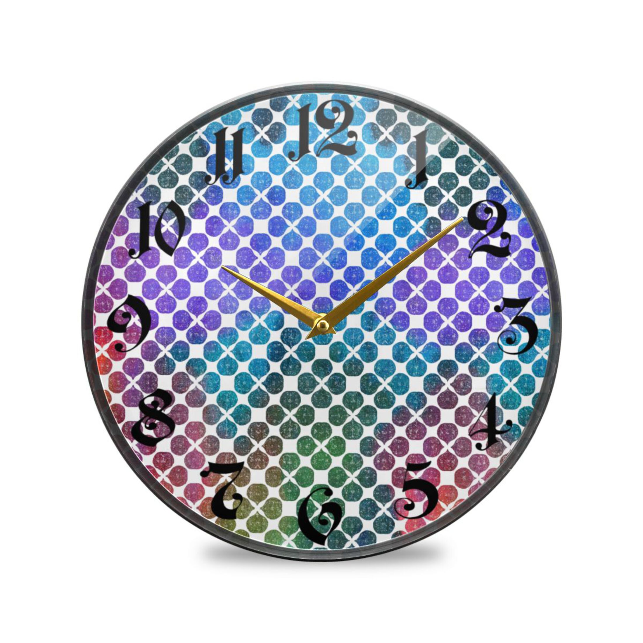 12" Round Silent Wall Clocks Classic Polka Dots Acrylic Battery ...