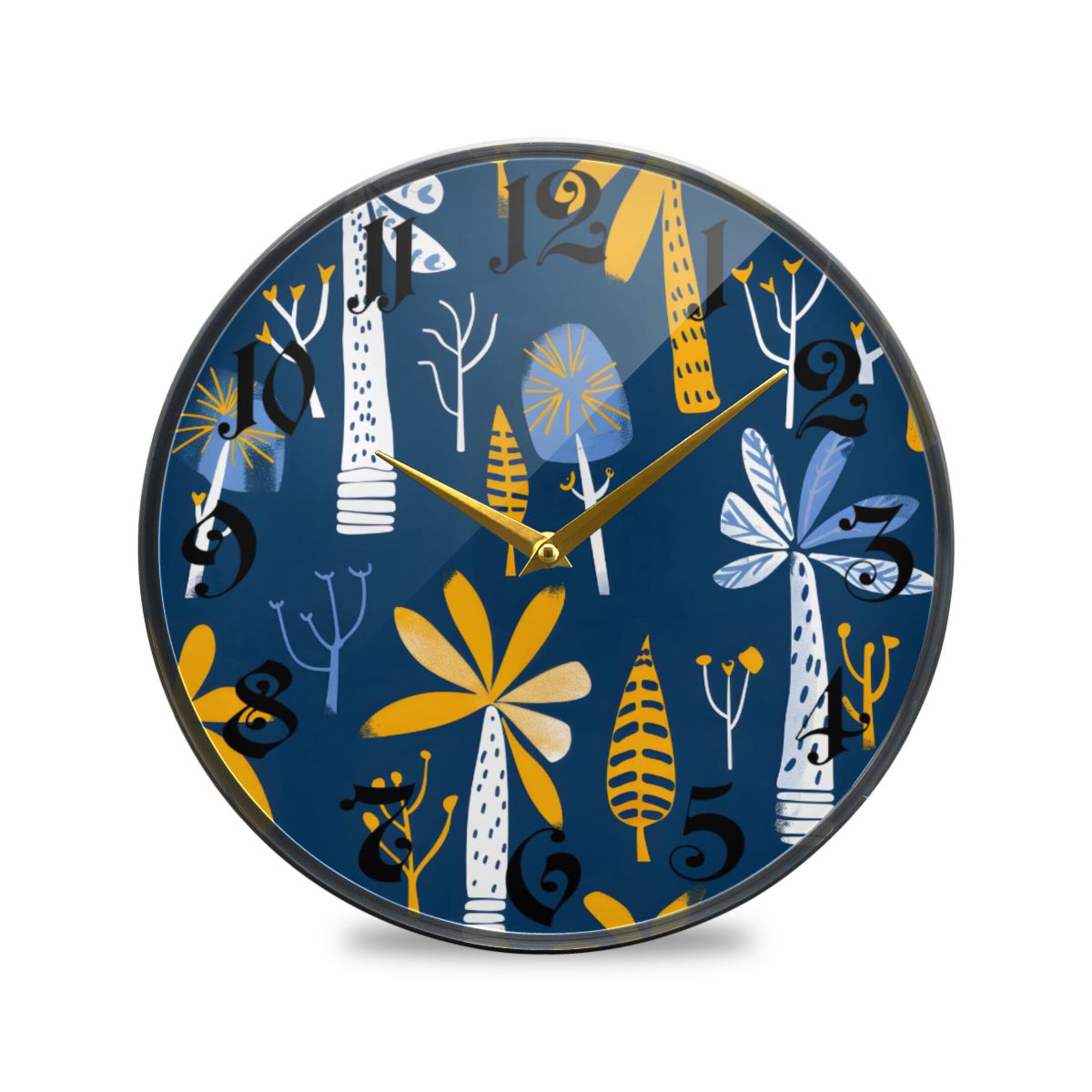 12" Round Silent Wall Clocks Coconut Tree Acrylic Battery Operated ...