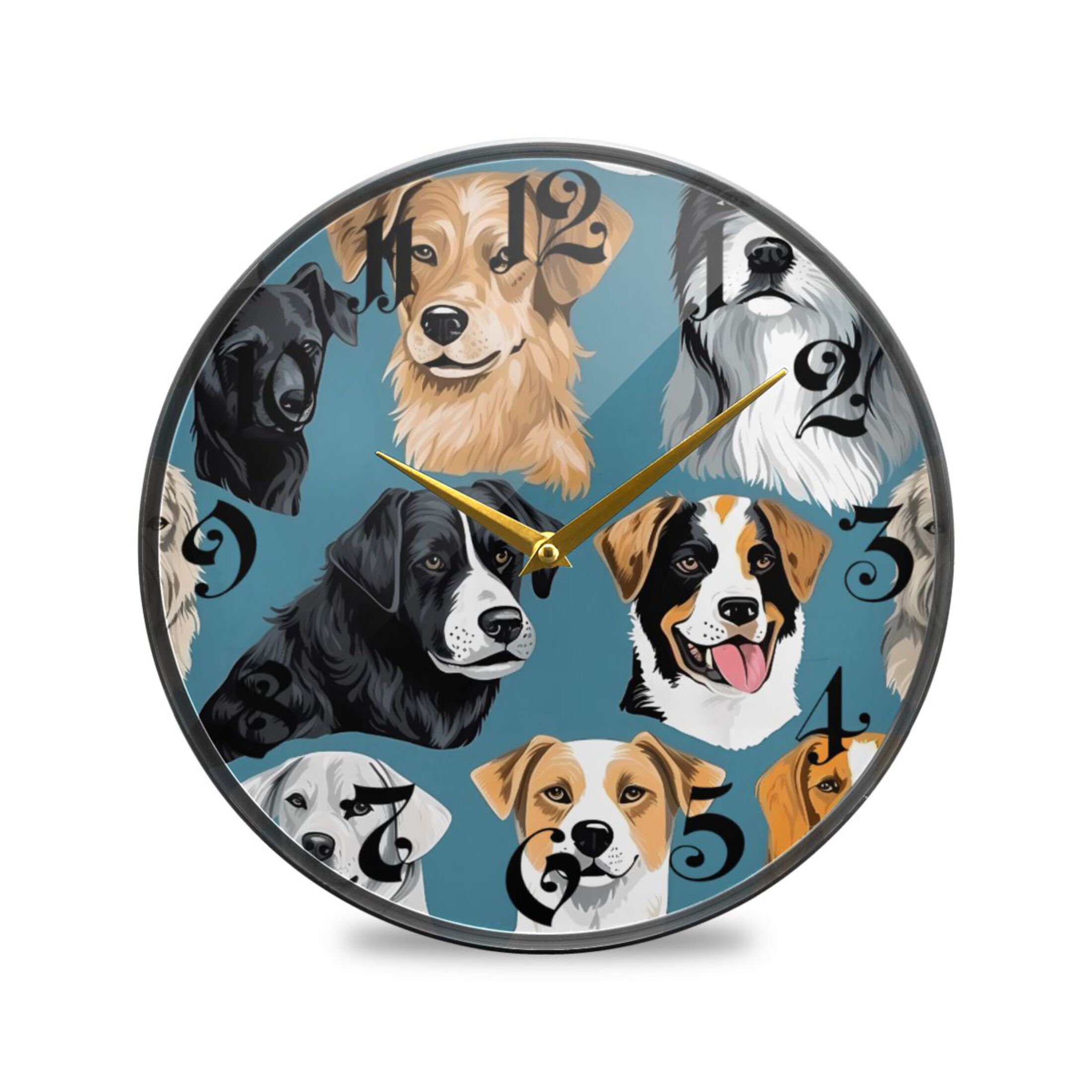 12" Round Silent Wall Clocks Cute Cartoon Beagles Dogs Acrylic Battery ...