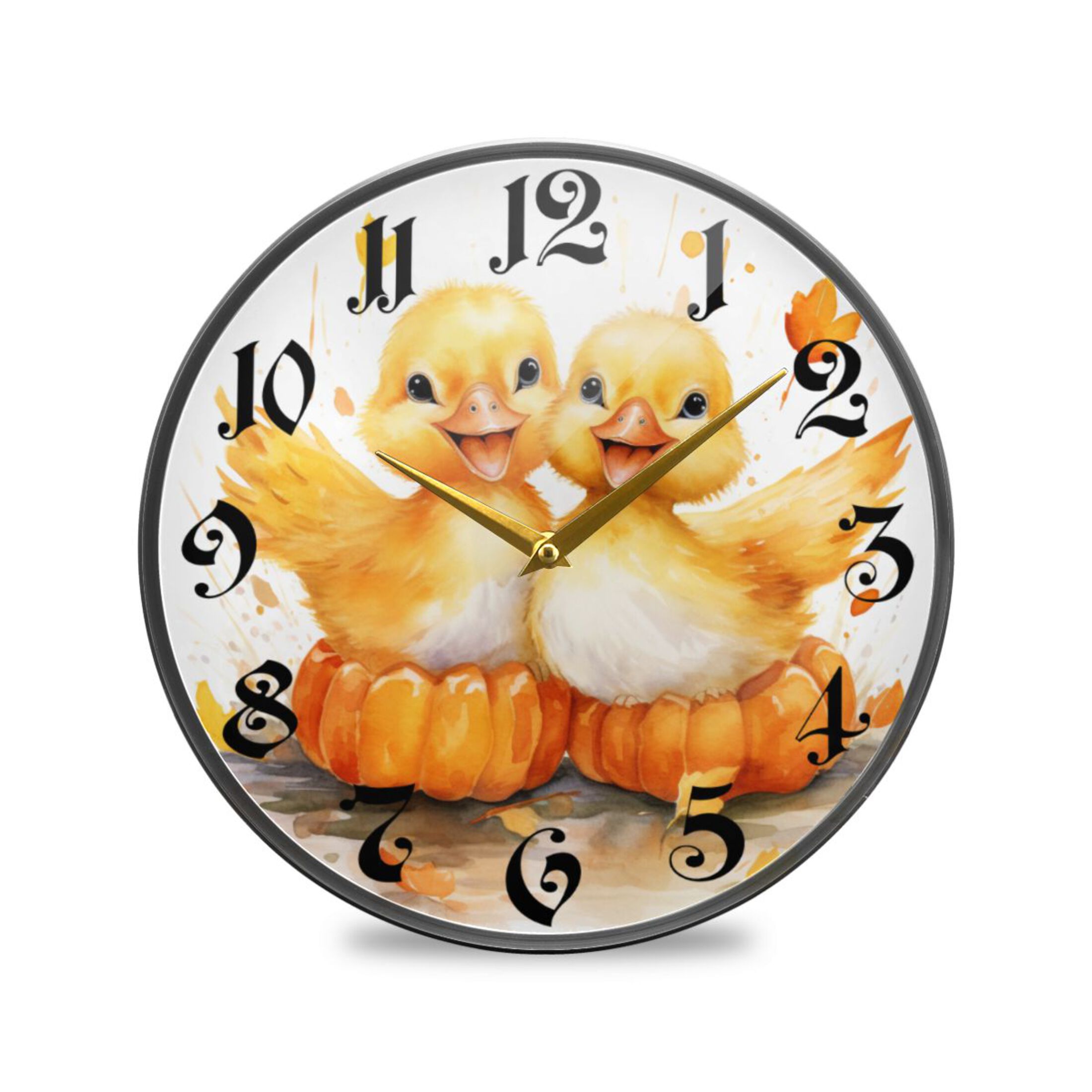 12" Round Silent Wall Clocks Cute Ducks Acrylic Battery Operated Clock ...