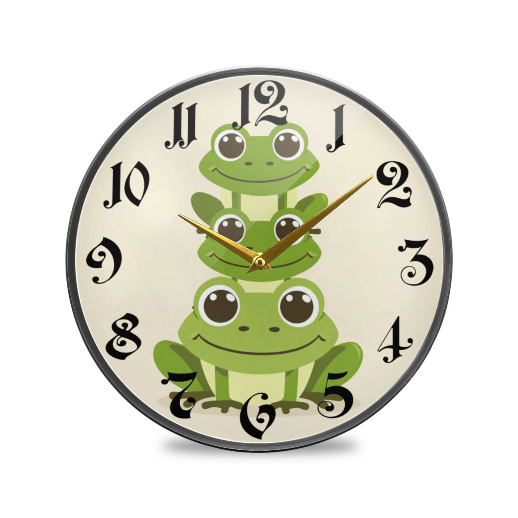 12" Round Silent Wall Clocks Cute Frogs Acrylic Battery Operated Clock Non-Ticking Clocks ...
