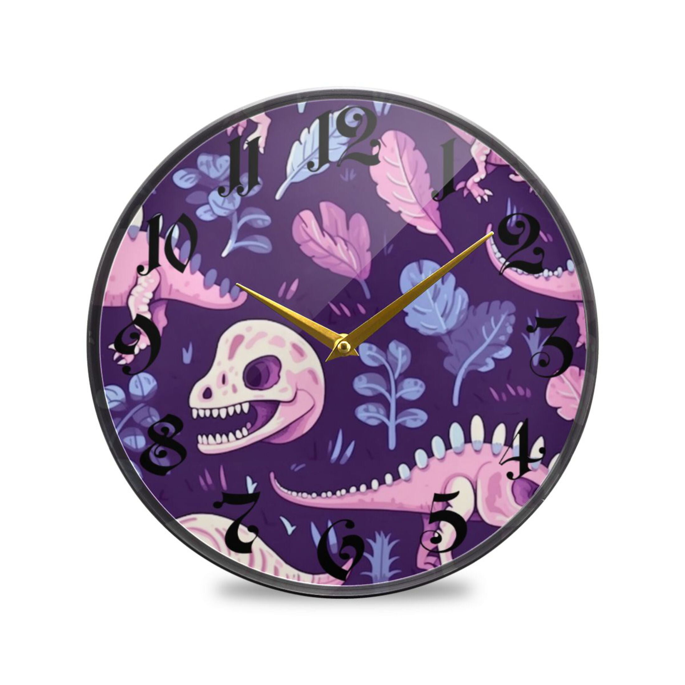 12" Round Silent Wall Clocks Dinosaurs Skull Head Acrylic Battery ...