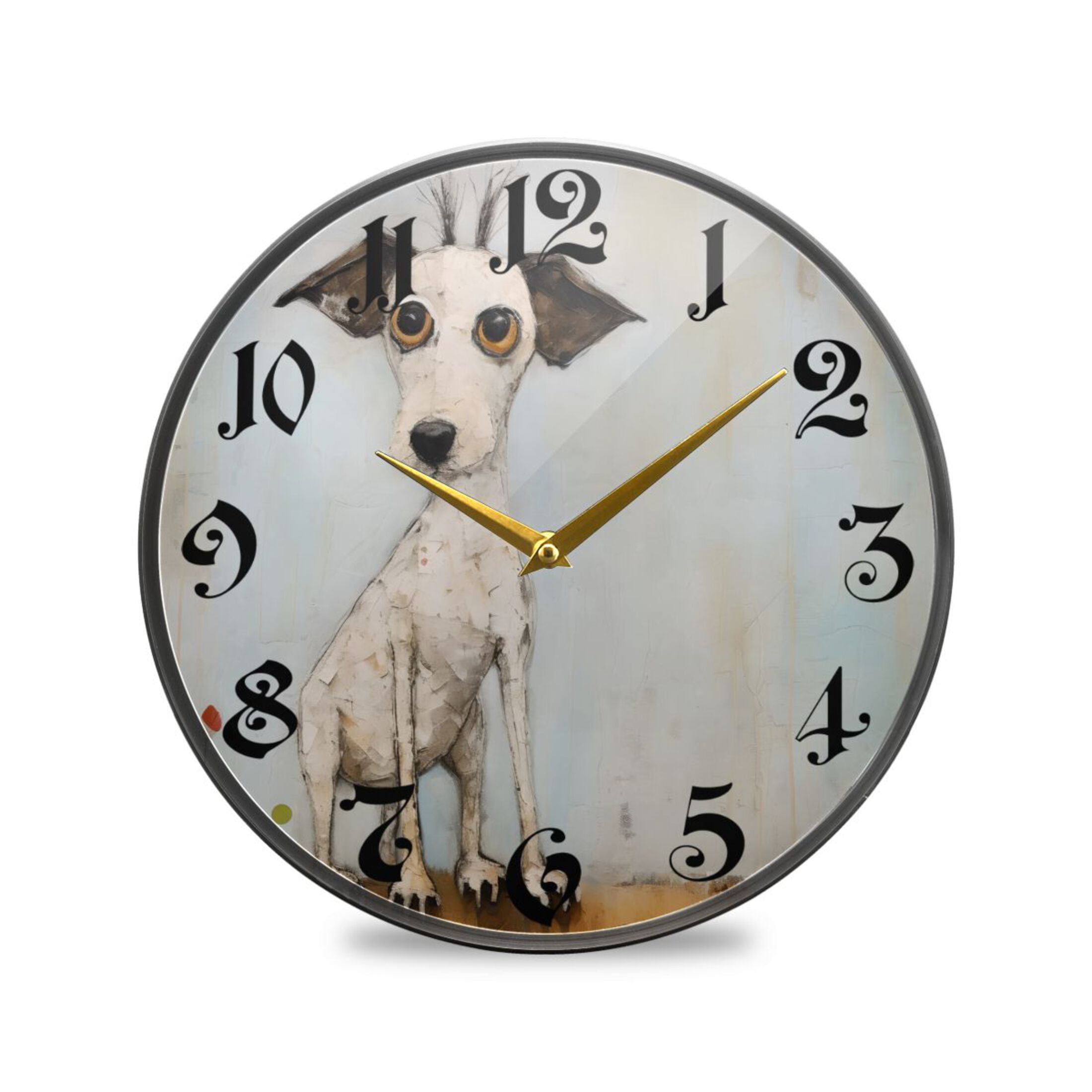 12" Round Silent Wall Clocks Dog Paint Acrylic Battery Operated Clock ...