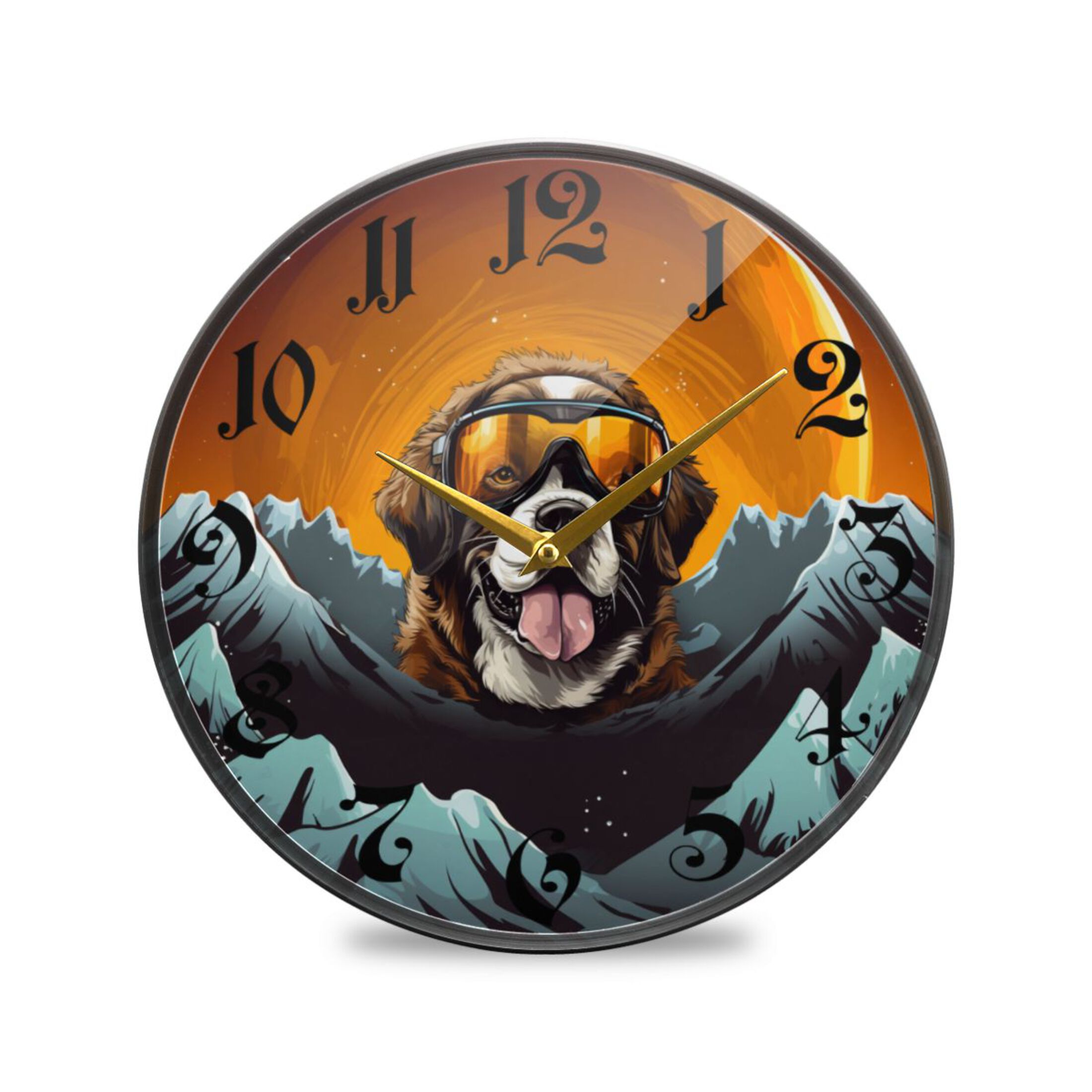 12" Round Silent Wall Clocks Dog with Wave Acrylic Battery Operated ...