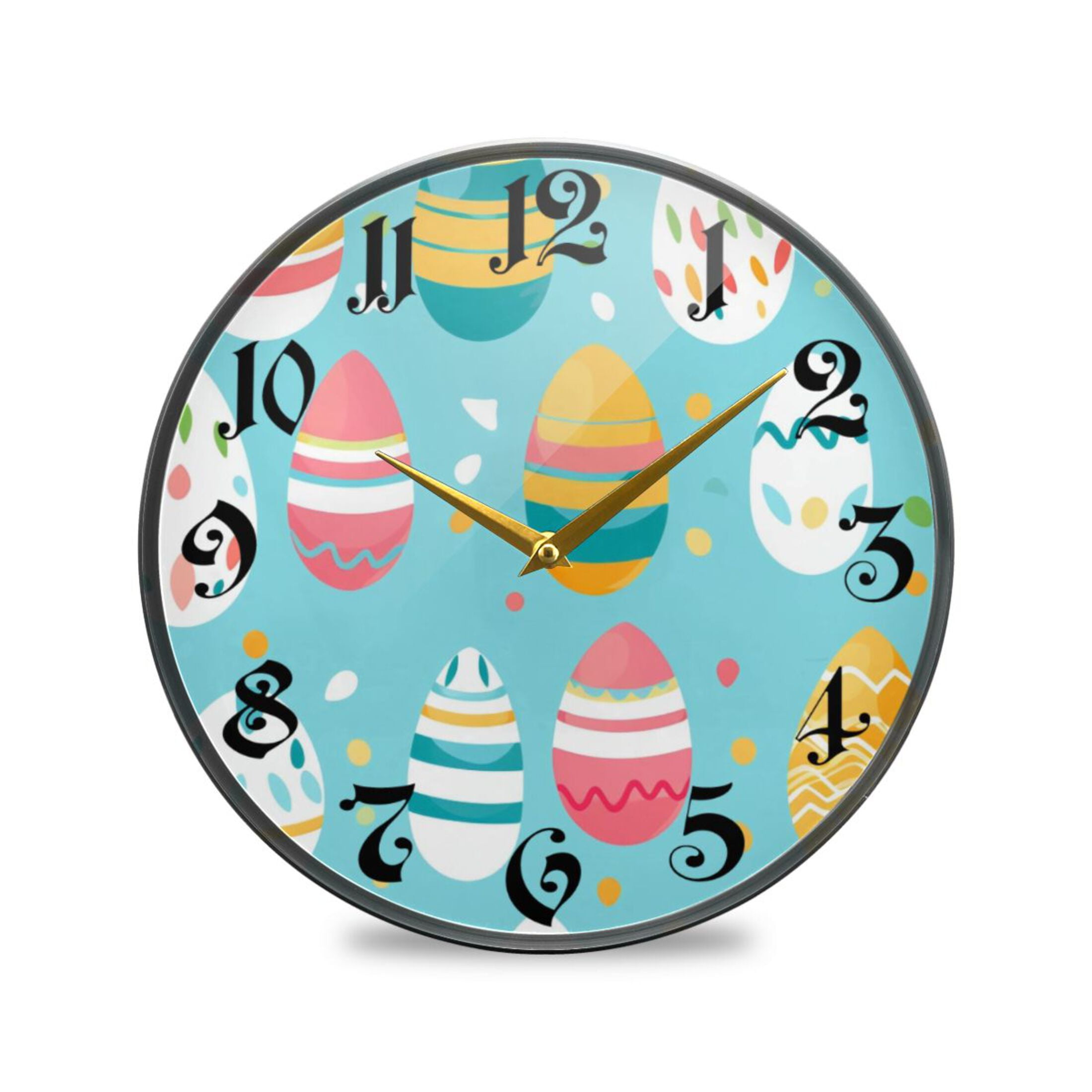 12" Round Silent Wall Clocks Easter Egg Acrylic Battery Operated Clock ...