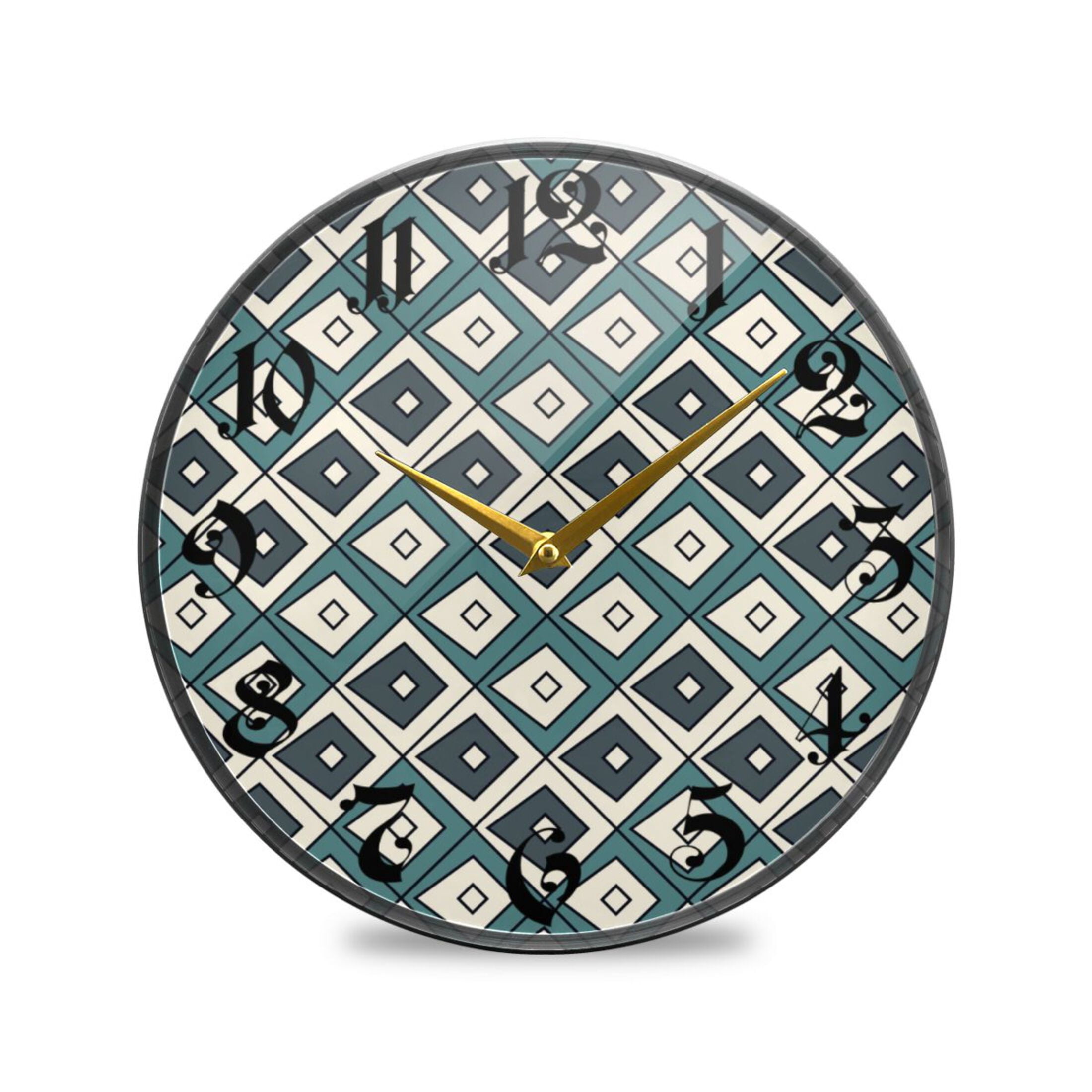 12" Round Silent Wall Clocks Ethnic Tribal Geometric Acrylic Battery ...