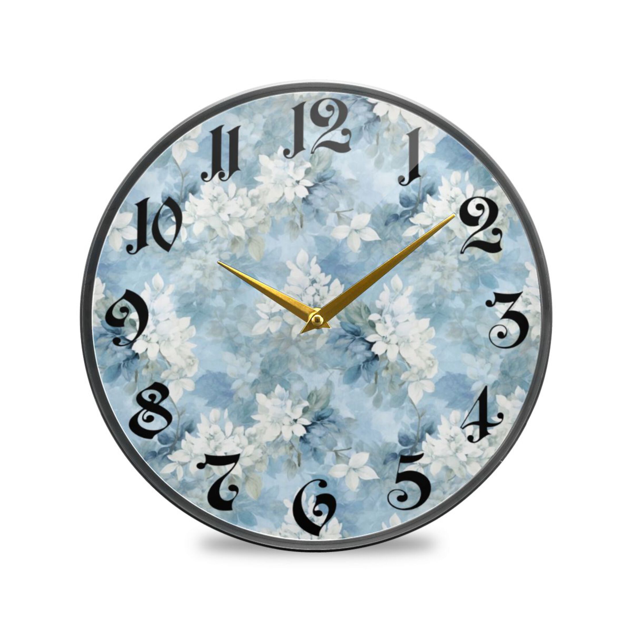 12" Round Silent Wall Clocks Floral Flowers Acrylic Battery Operated ...