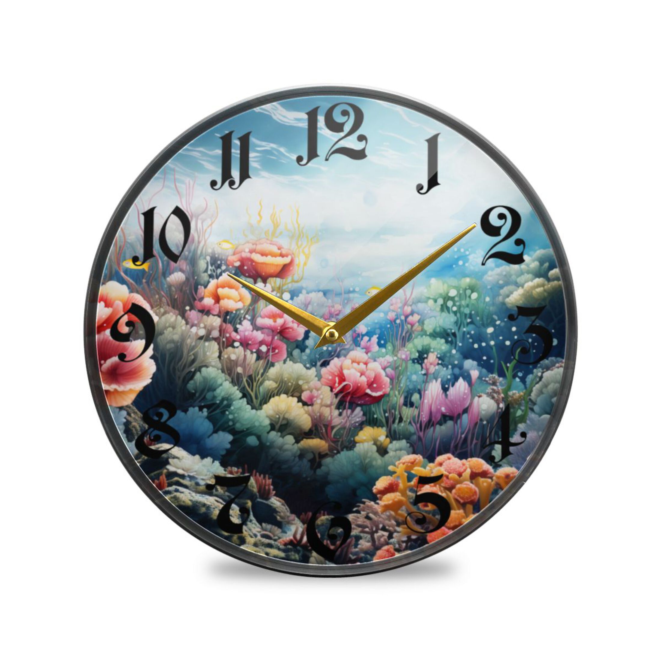 12" Round Silent Wall Clocks Flowers Landscape Acrylic Battery Operated ...
