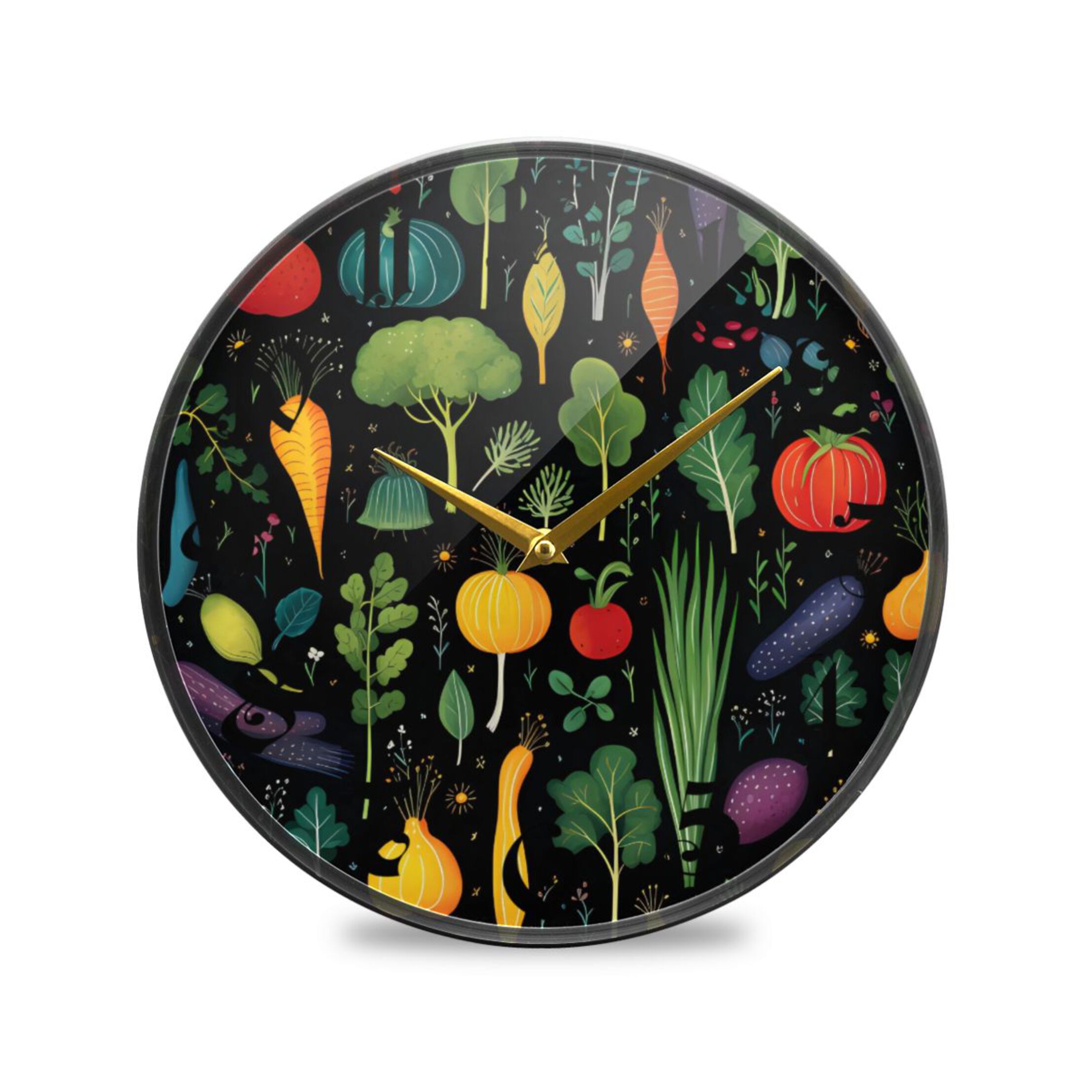 12" Round Silent Wall Clocks Fruits Plants Acrylic Battery Operated ...