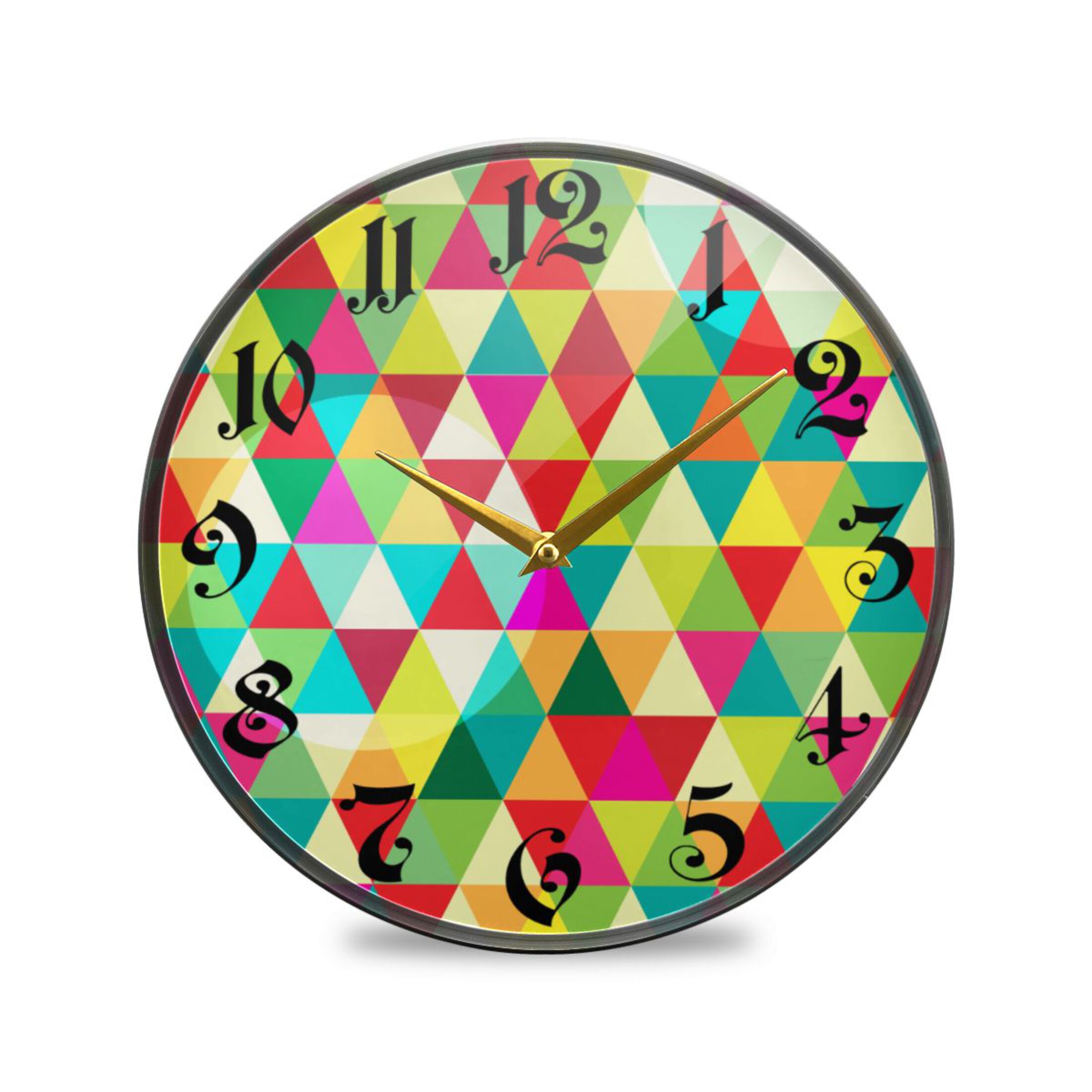 12" Round Silent Wall Clocks Geometric Triangles and Circles Acrylic ...