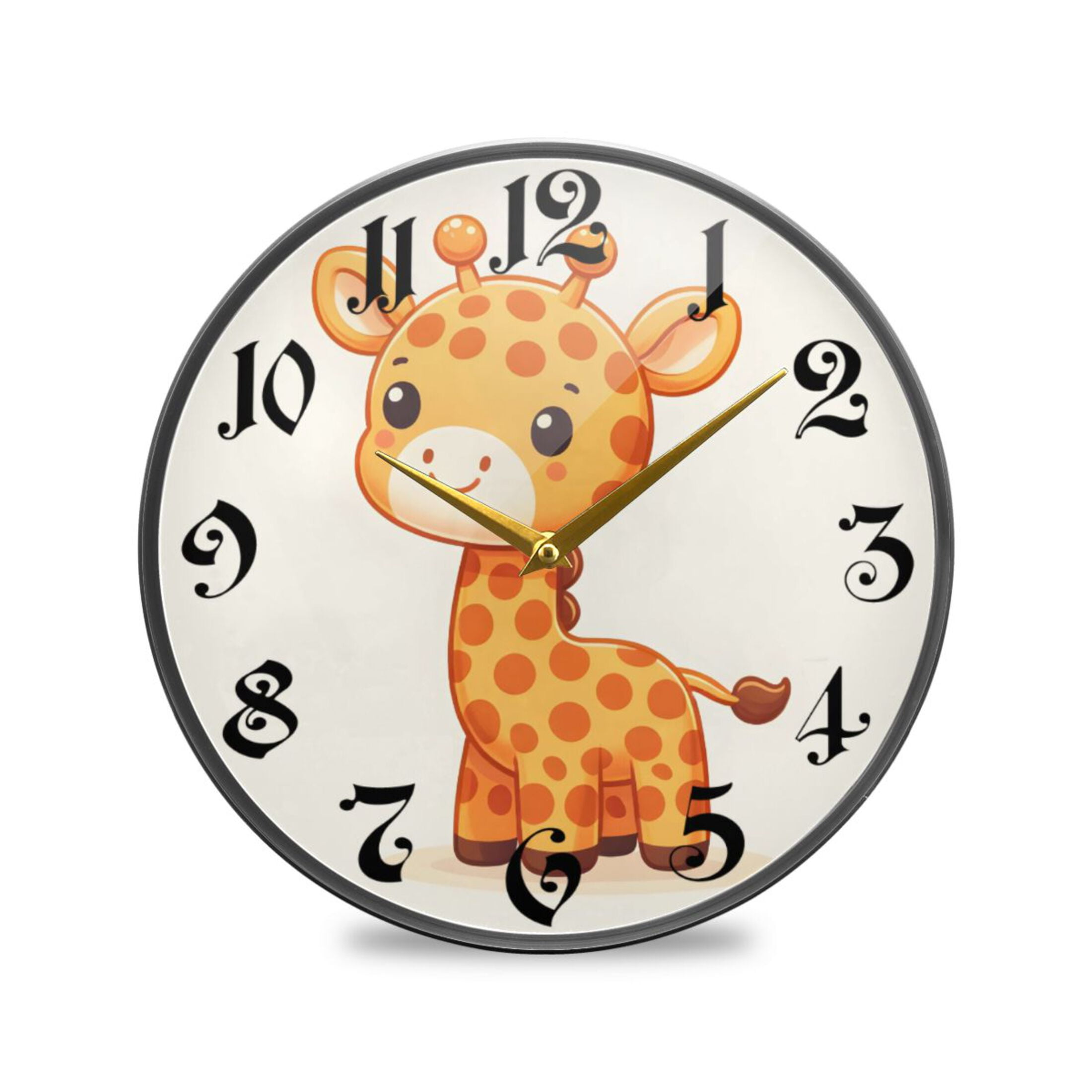 12" Round Silent Wall Clocks Giraffe Acrylic Battery Operated Clock Non ...