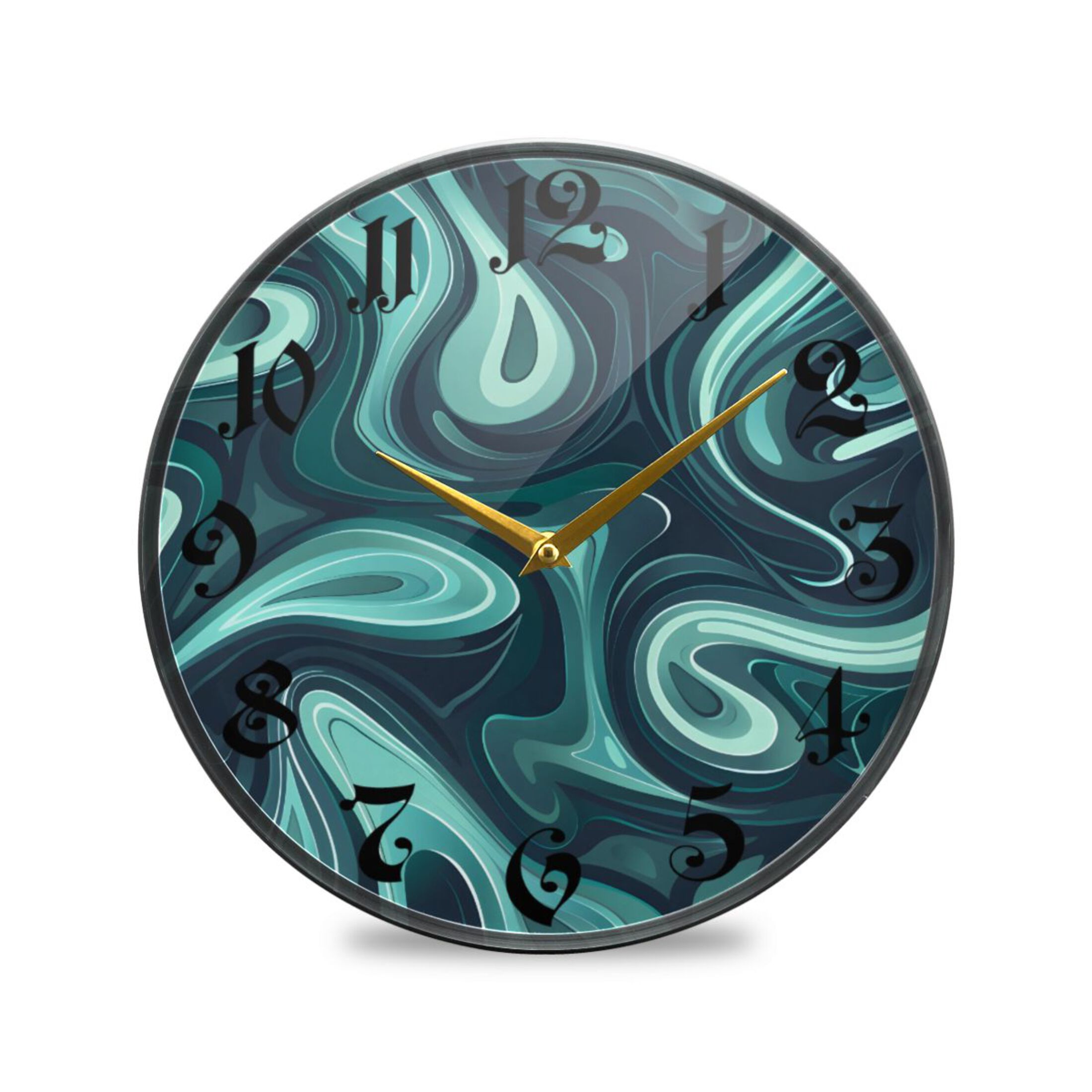 12" Round Silent Wall Clocks Green Graffiti Acrylic Battery Operated ...