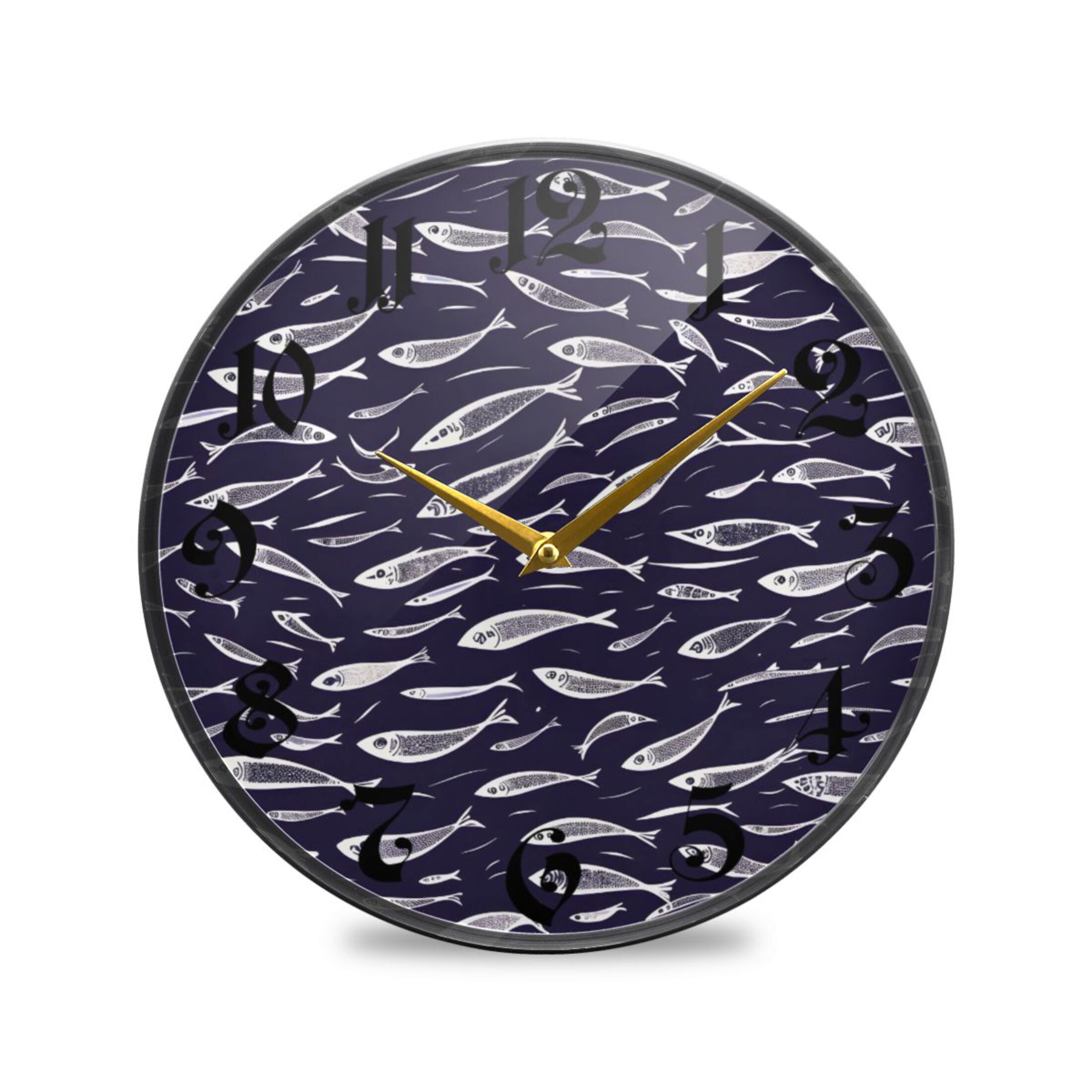 12" Round Silent Wall Clocks Group Of Fish Acrylic Battery Operated ...