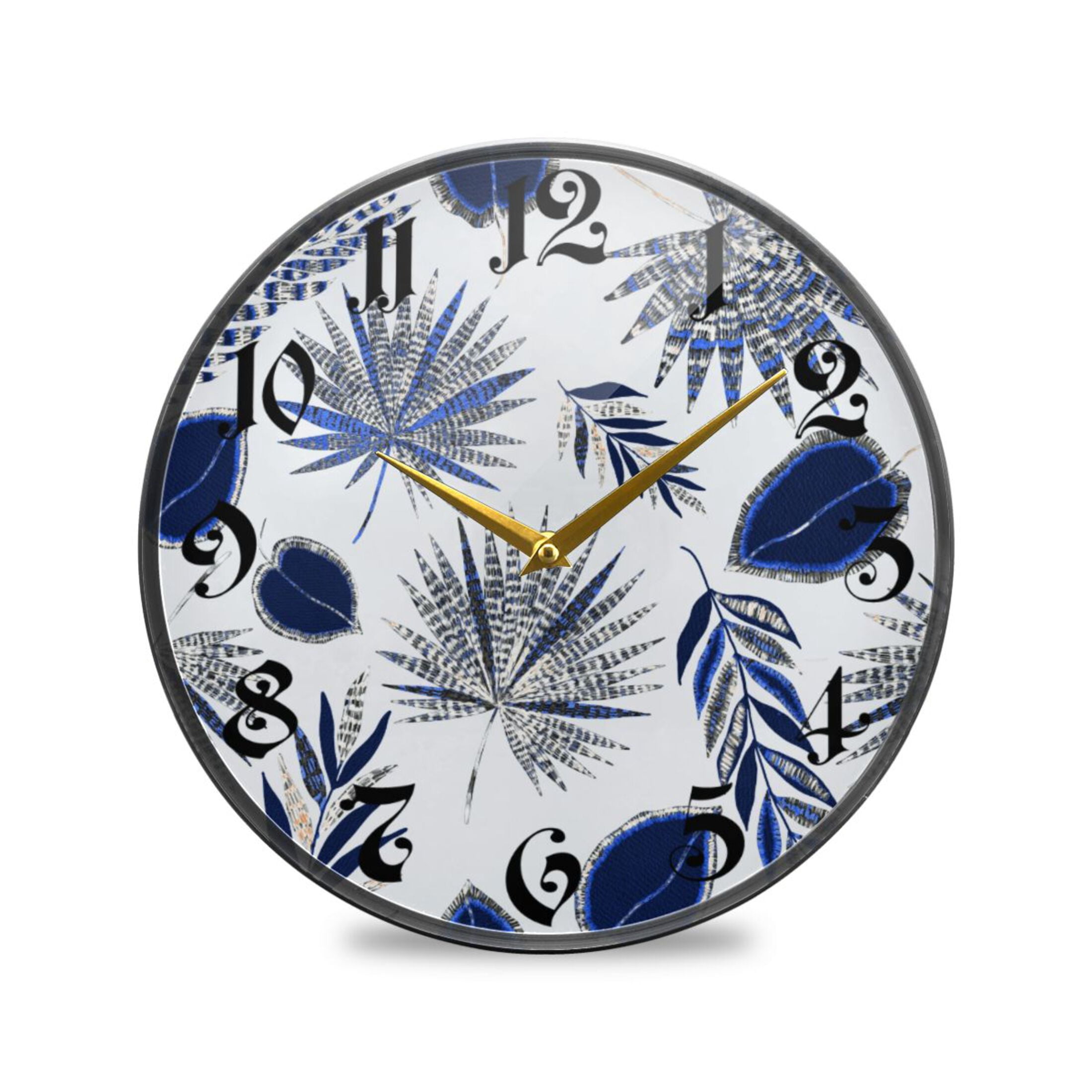 12" Round Silent Wall Clocks Jungle Tropical Leaves Acrylic Battery ...