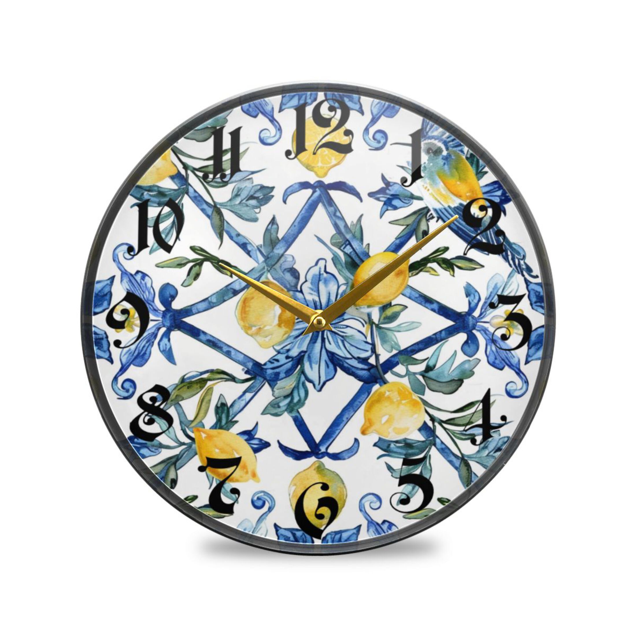 12" Round Silent Wall Clocks Lemon with Bohomia Acrylic Battery ...