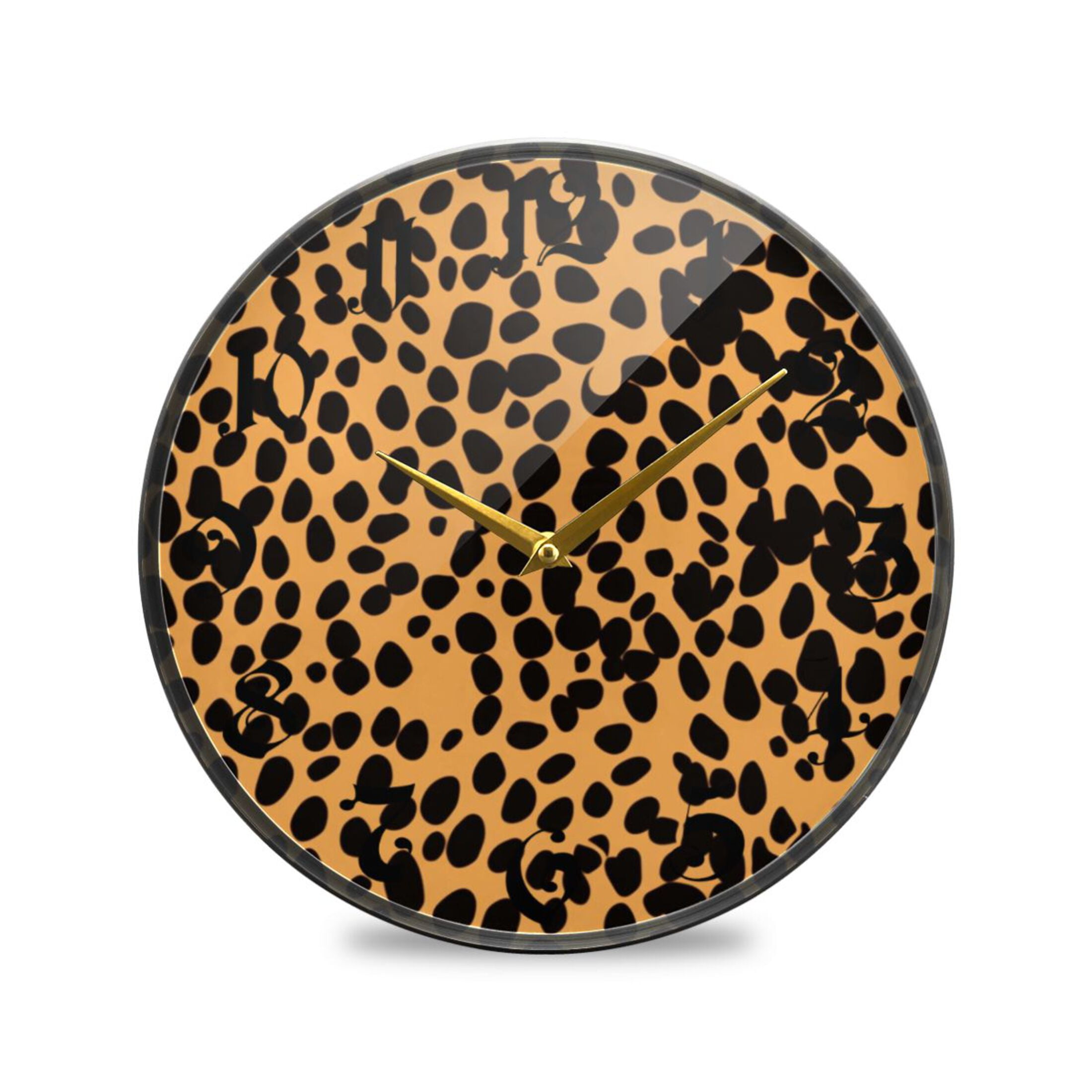 12" Round Silent Wall Clocks Leopard Print Acrylic Battery Operated ...