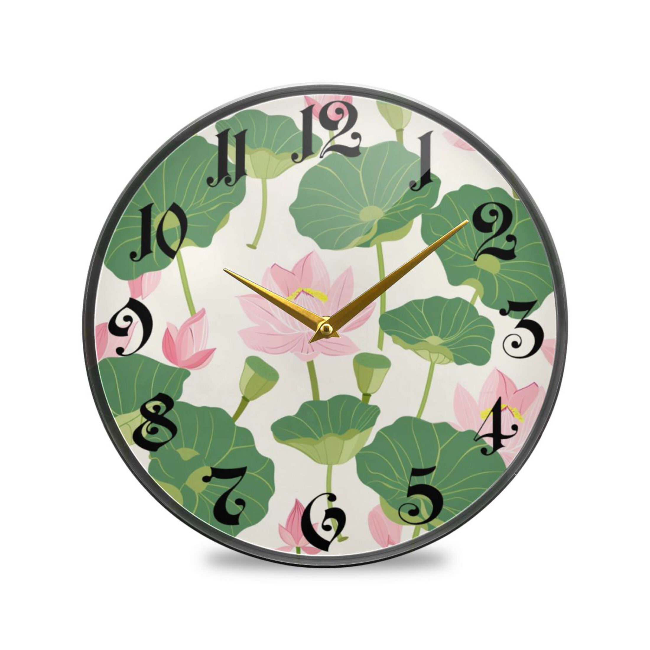 12" Round Silent Wall Clocks Llotus Leaf Flower Acrylic Battery ...