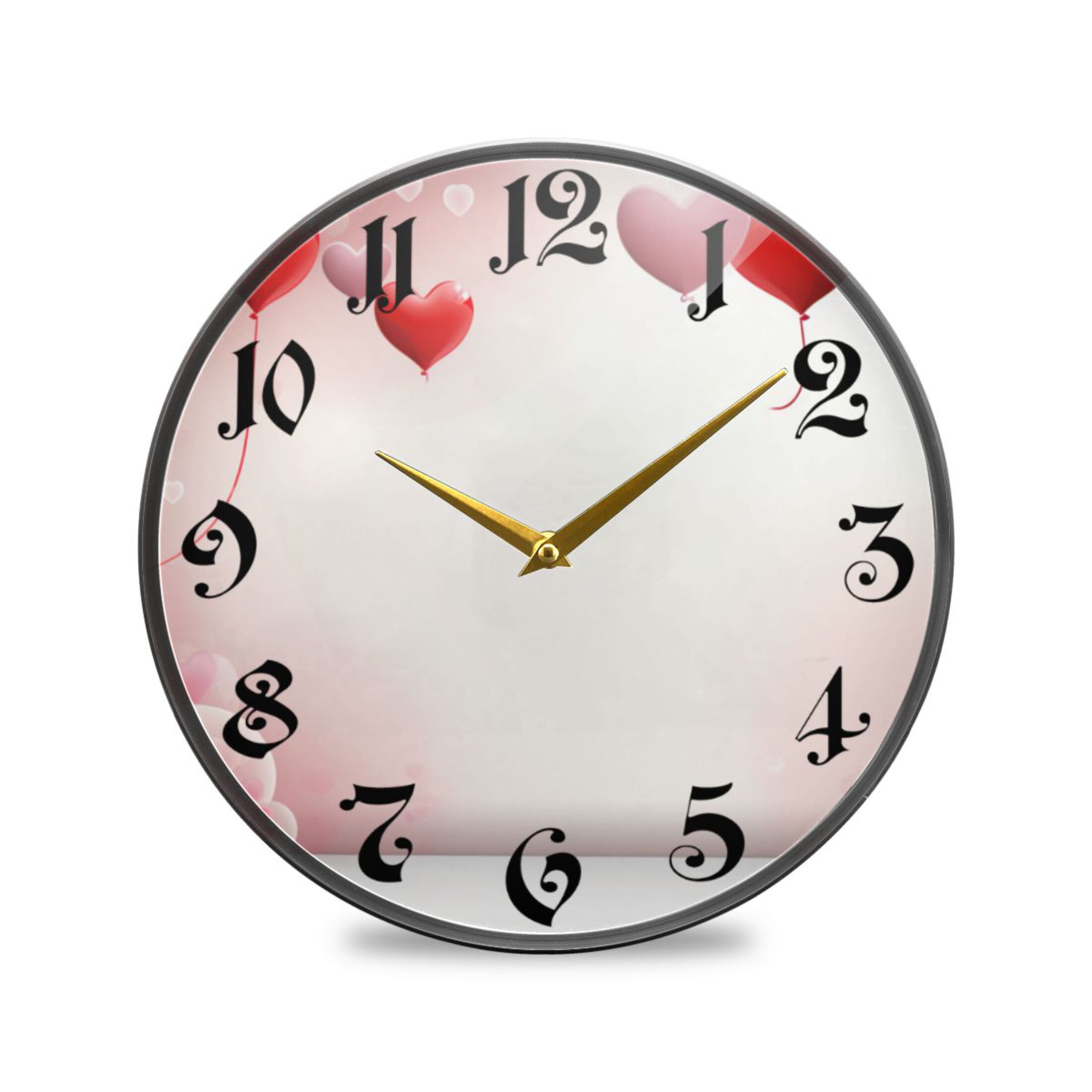 12" Round Silent Wall Clocks Love Hearts Acrylic Battery Operated Clock Non-Ticking Clocks ...