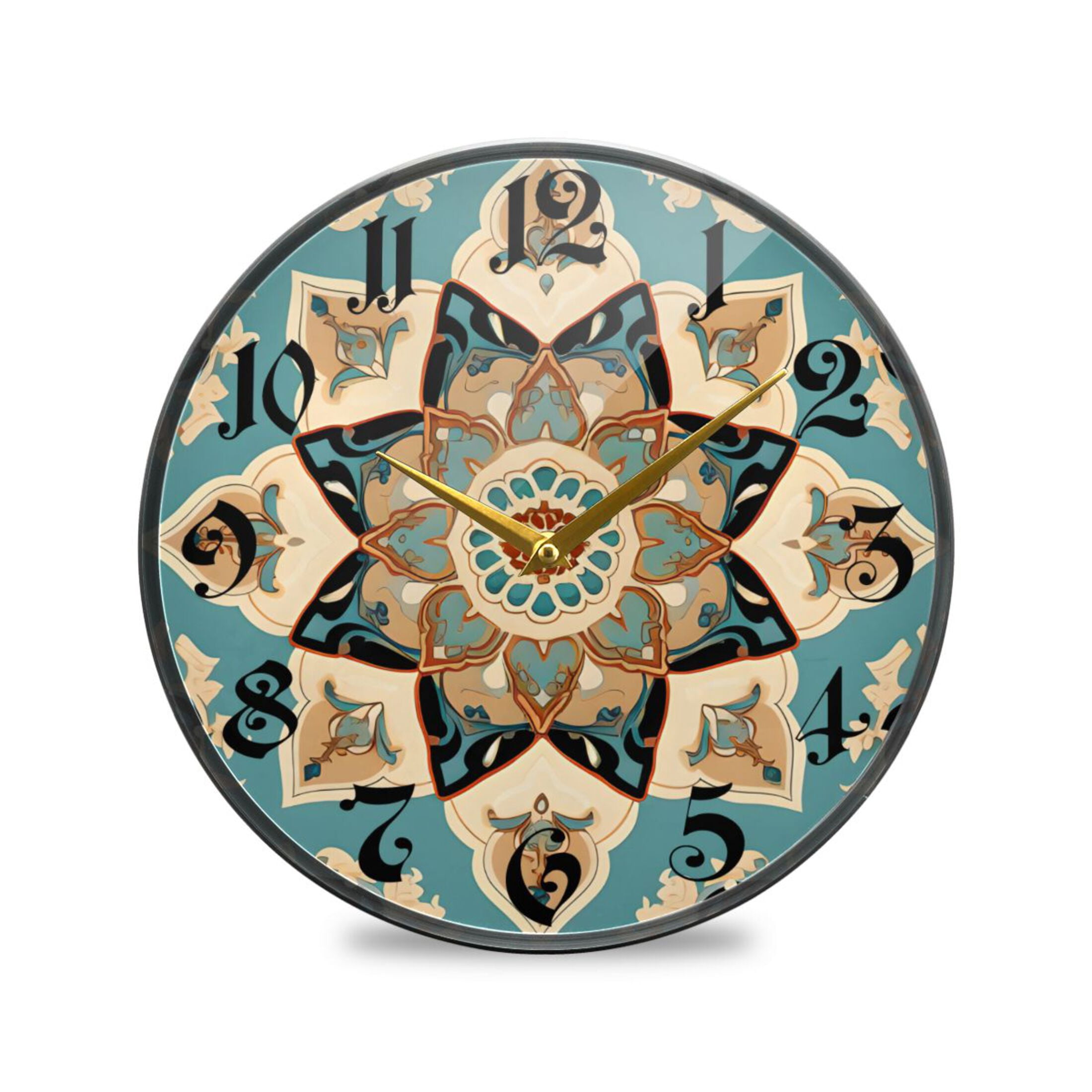 12" Round Silent Wall Clocks Mandala Bohomia Flower Acrylic Battery ...