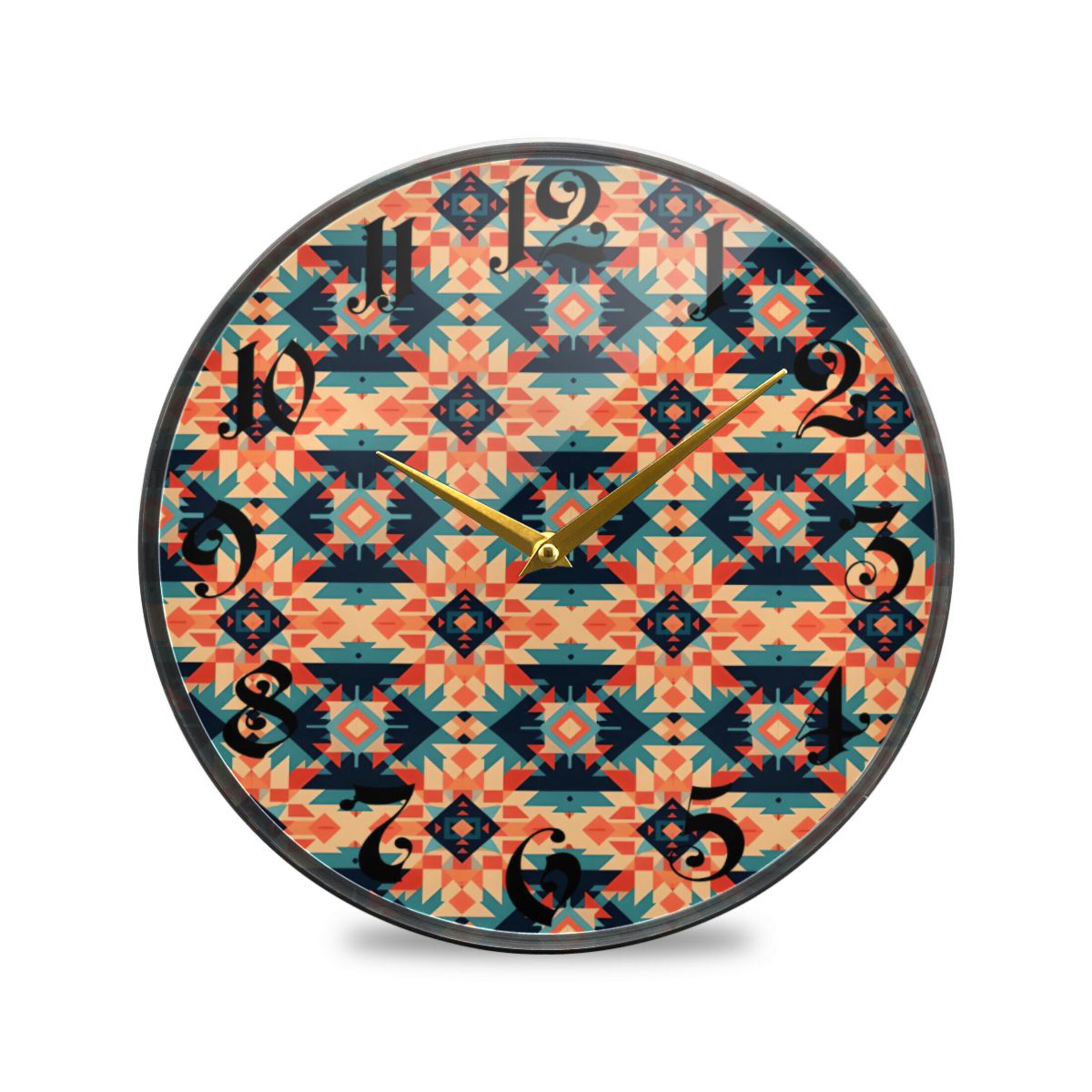 12" Round Silent Wall Clocks Mandala Print Acrylic Battery Operated ...