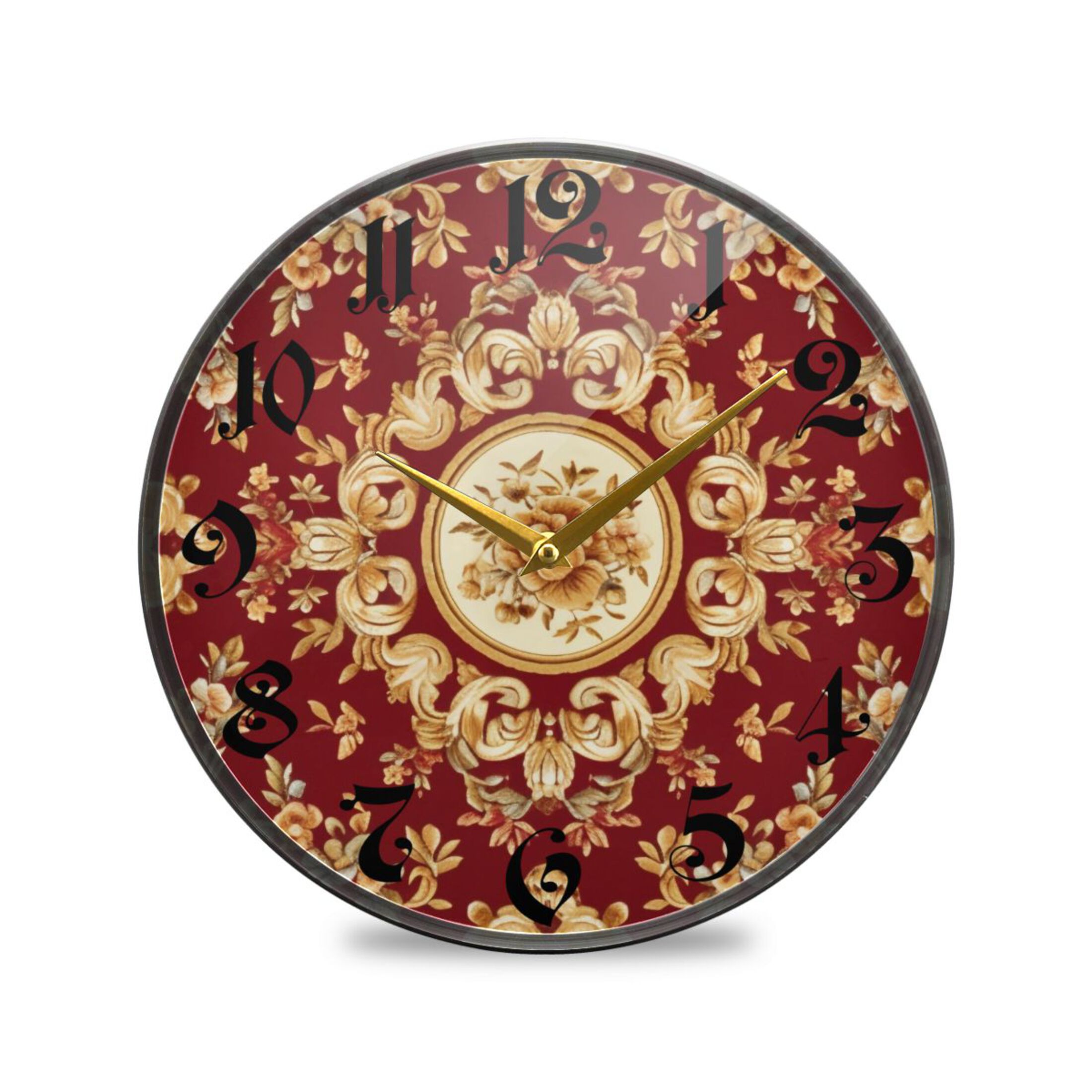 12" Round Silent Wall Clocks Mandala1 Pattern Acrylic Battery Operated Clock Non-Ticking Clocks ...