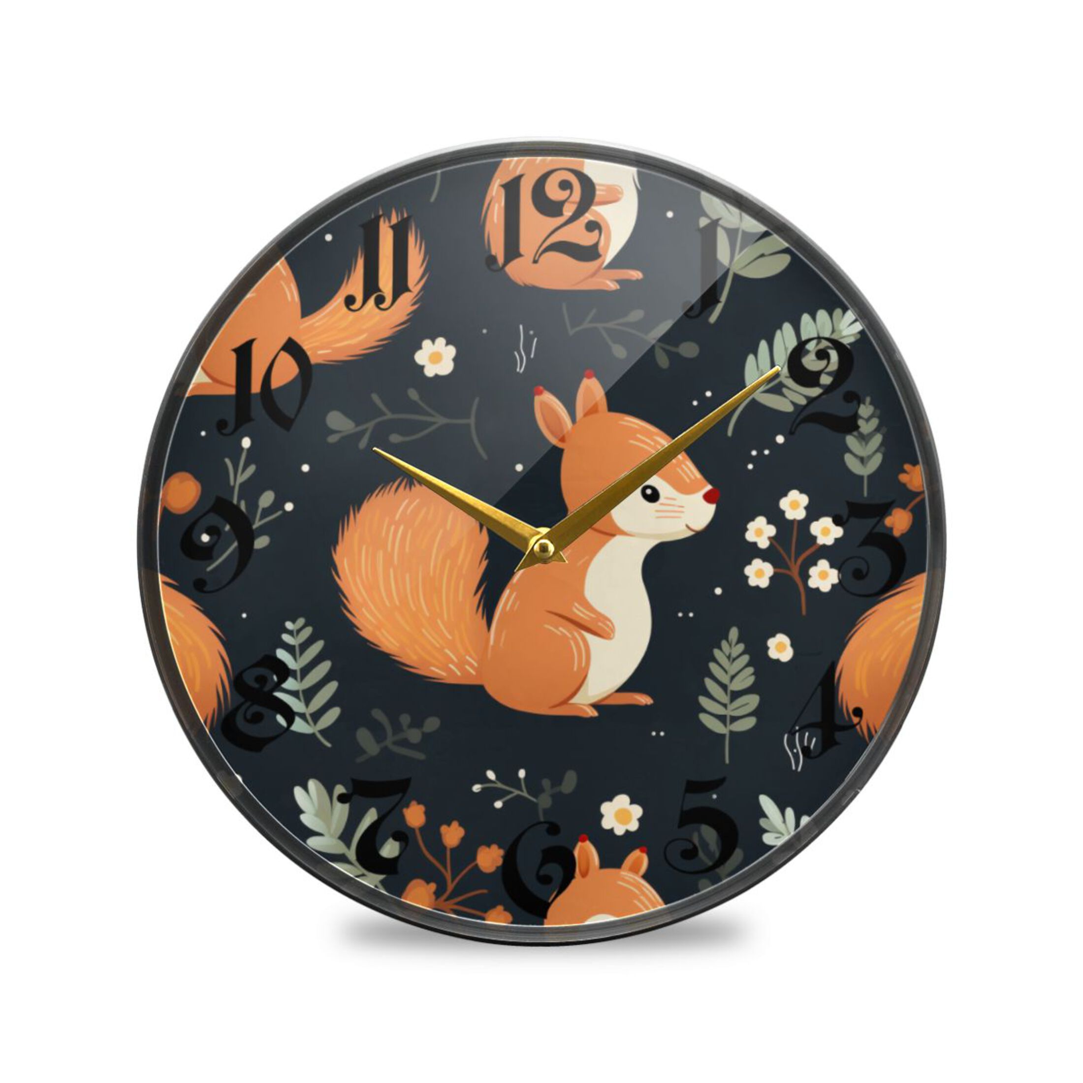 12" Round Silent Wall Clocks Mouses and Leaves Acrylic Battery Operated ...