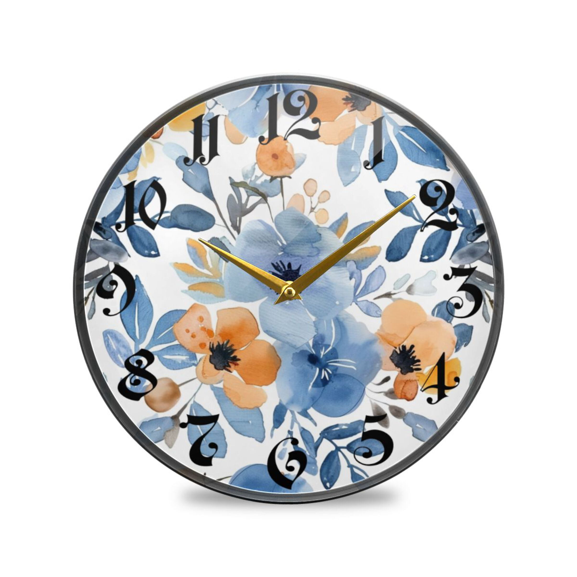 12" Round Silent Wall Clocks Oil Pattern Flower Acrylic Battery ...