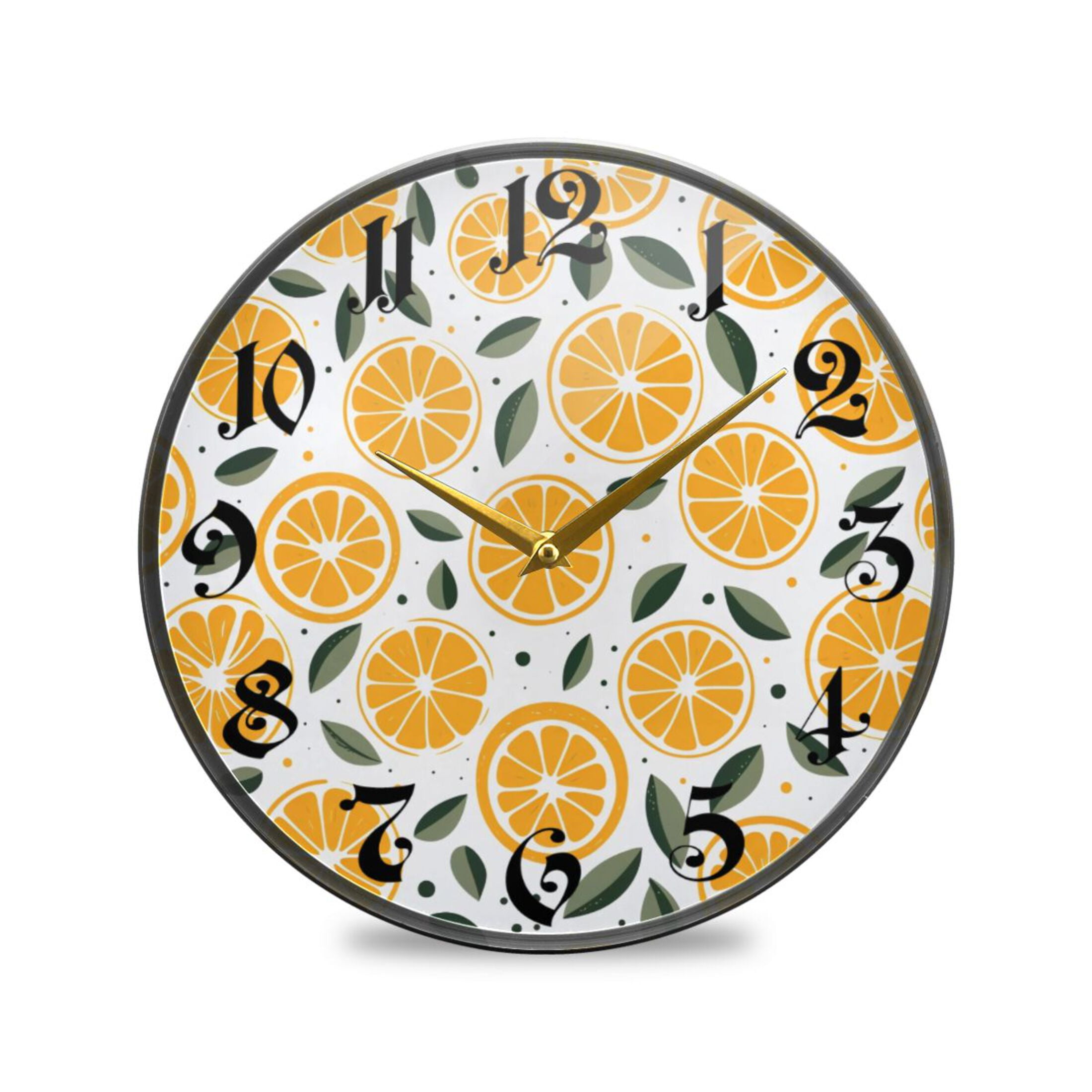 12" Round Silent Wall Clocks Oranges Acrylic Battery Operated Clock Non ...