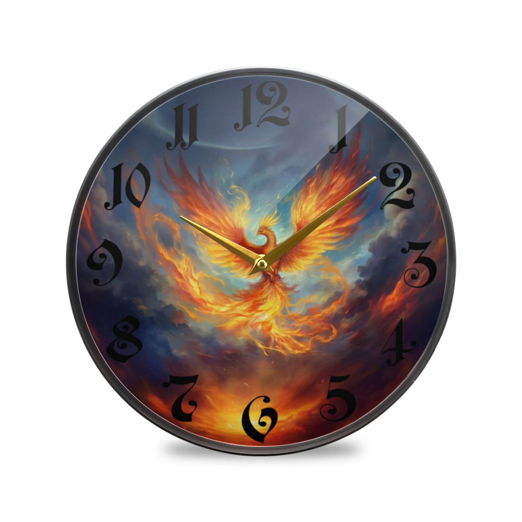 12" Round Silent Wall Clocks Phoenix Cool Acrylic Battery Operated ...