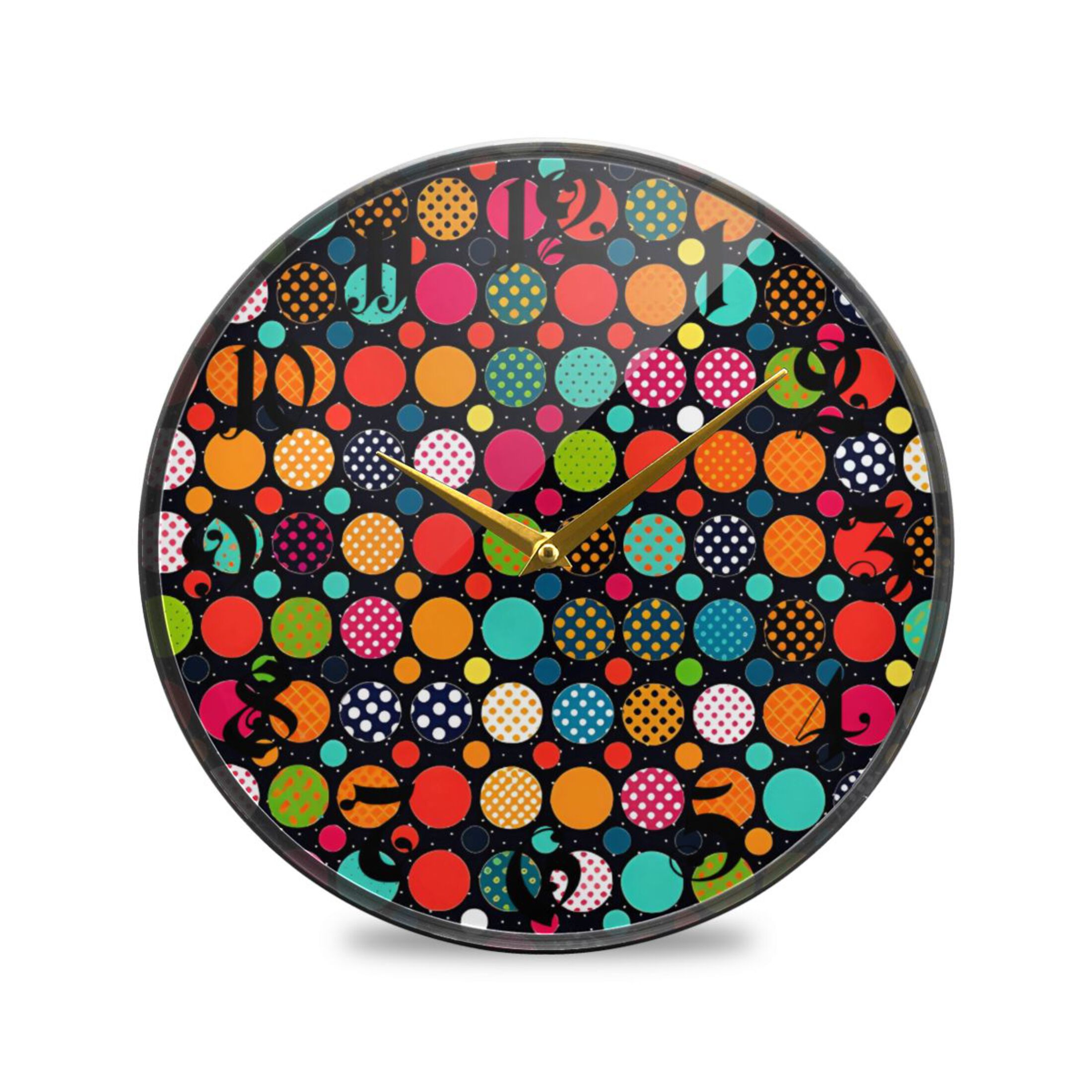 12" Round Silent Wall Clocks Polka Dots Acrylic Battery Operated Clock ...