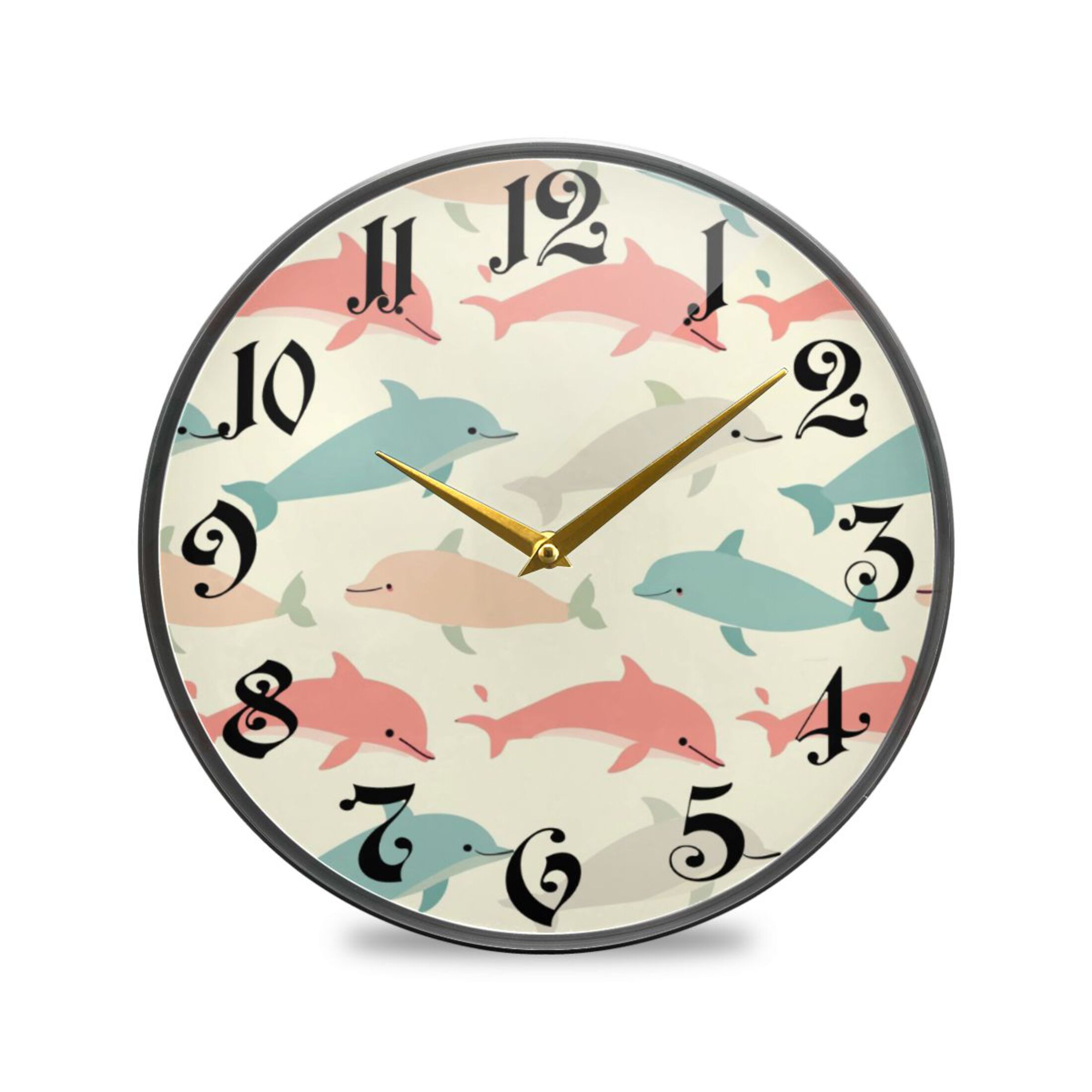 12" Round Silent Wall Clocks Retro Dolphin Acrylic Battery Operated ...