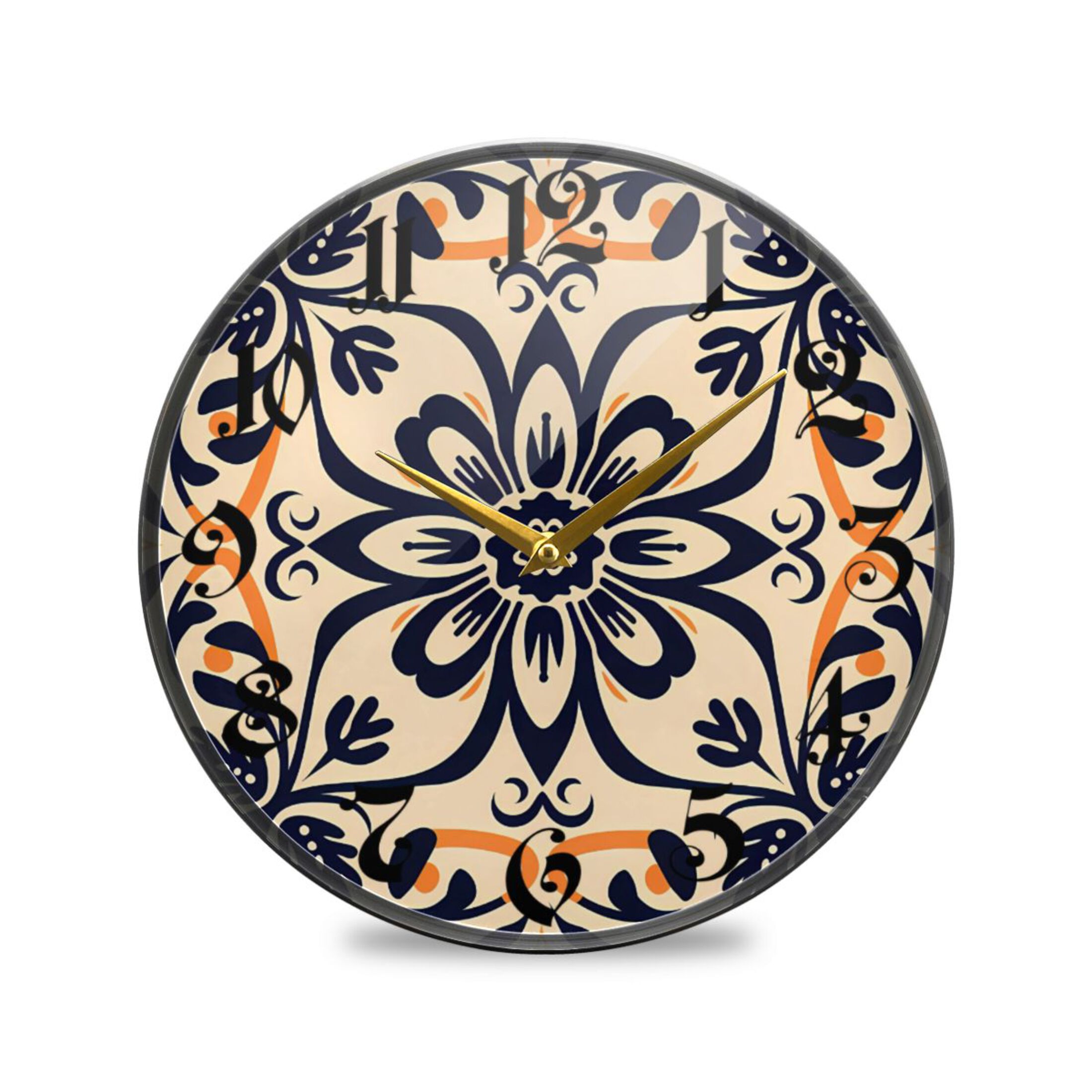 12" Round Silent Wall Clocks Retro Pattern Acrylic Battery Operated ...