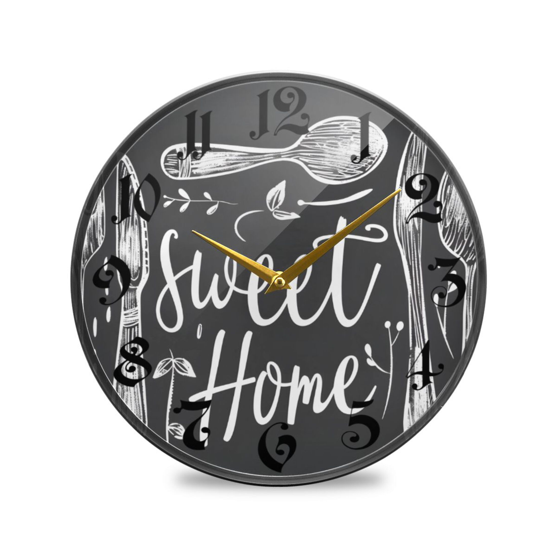 12" Round Silent Wall Clocks Retro Sweet Home and Spoon Acrylic Battery ...