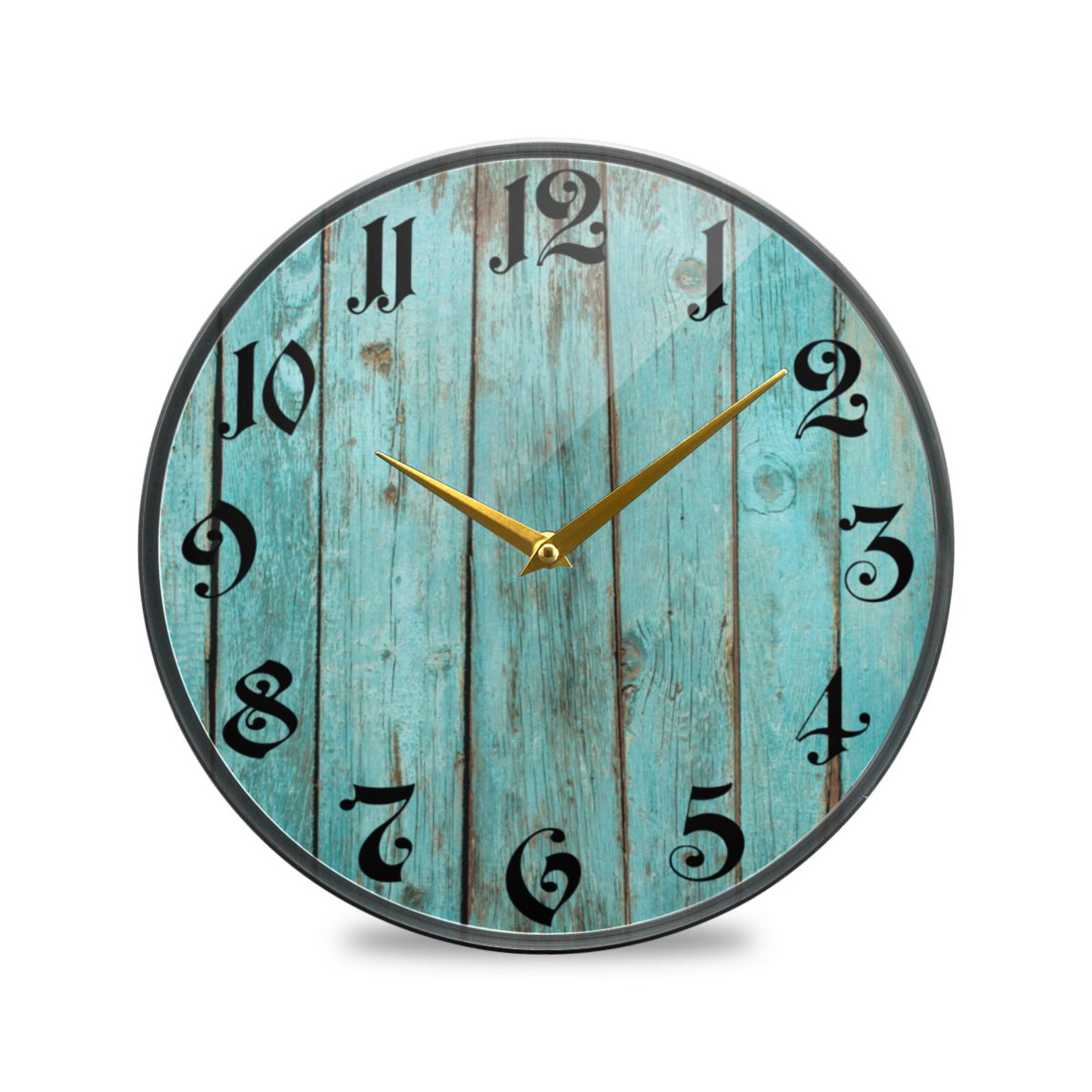 12" Round Silent Wall Clocks Retro Wood Acrylic Battery Operated Clock ...