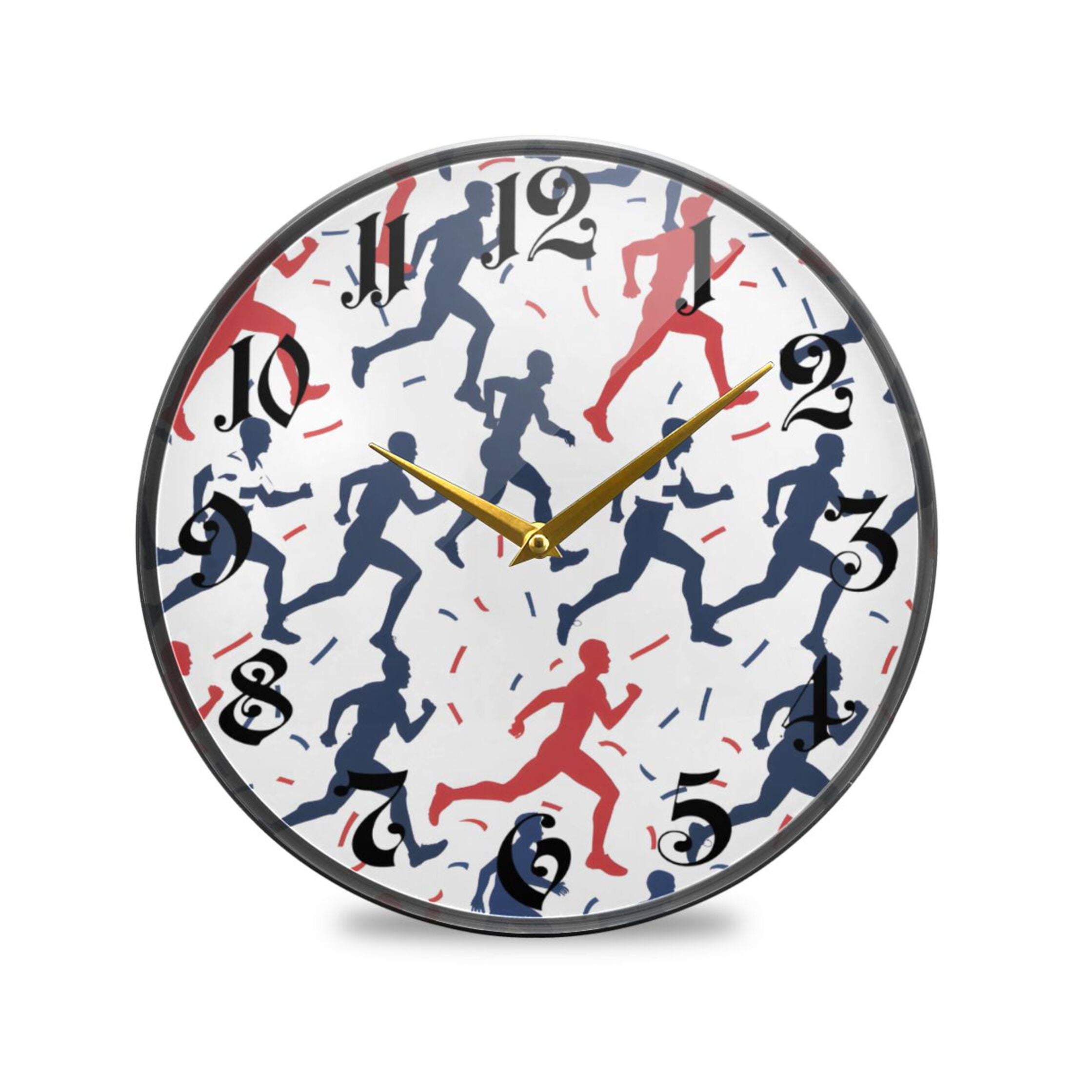 12" Round Silent Wall Clocks Runing Acrylic Battery Operated Clock Non ...