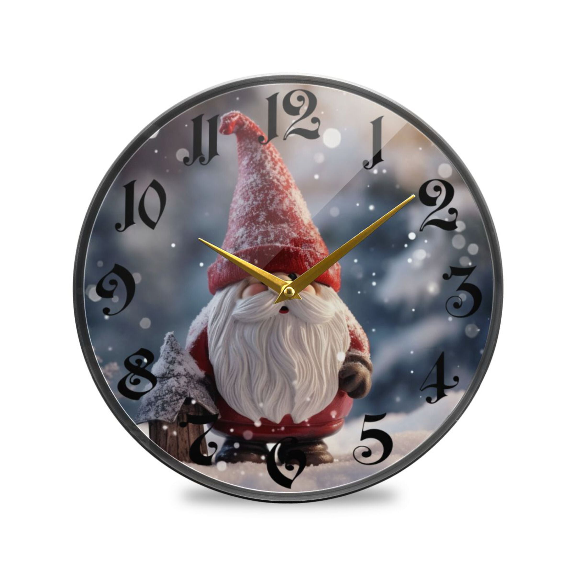 12" Round Silent Wall Clocks Santa Claus Acrylic Battery Operated Clock ...